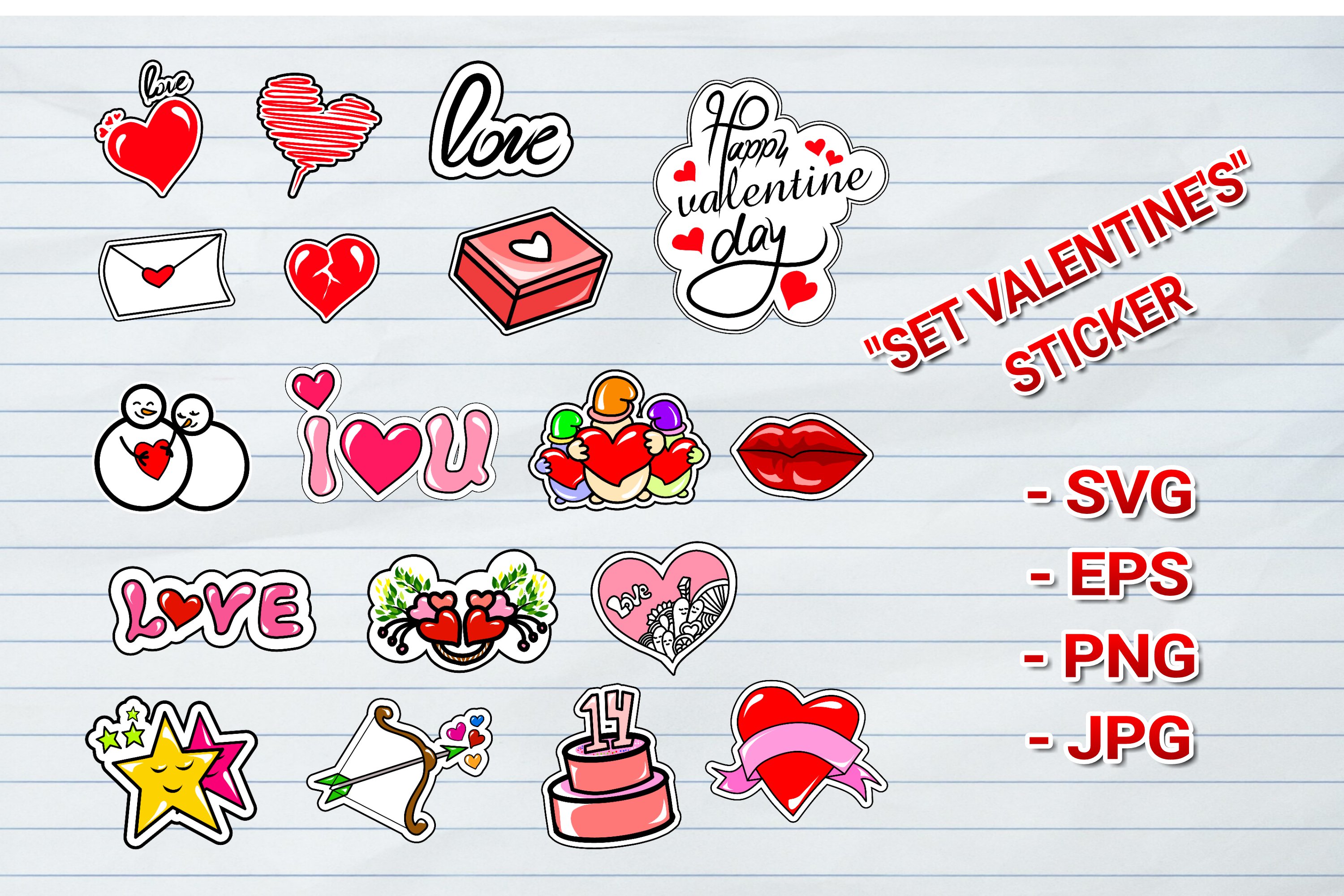 bundles set valentines Day stickers (1149473) | Decorations | Design ...