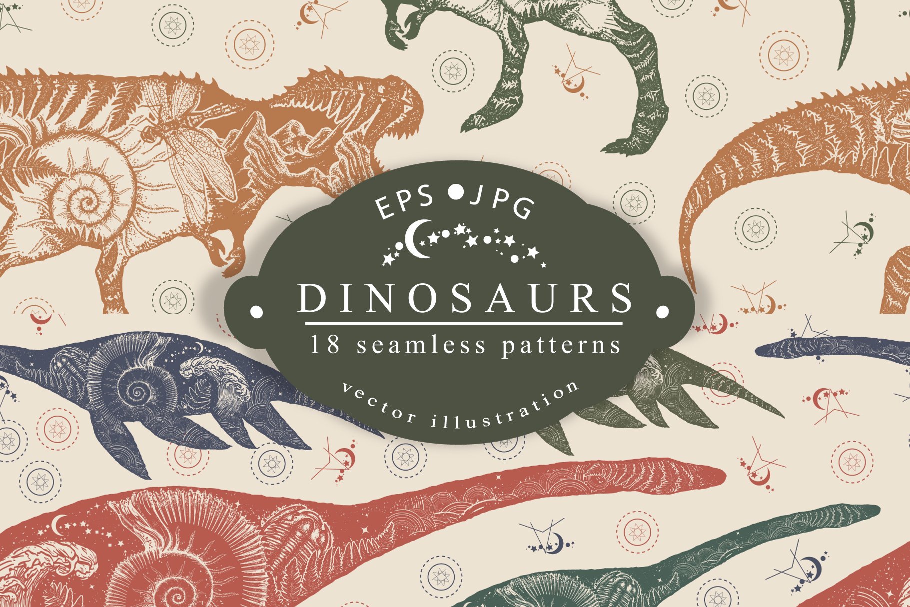 Dinosaurs patterns (1006332) | Patterns | Design Bundles