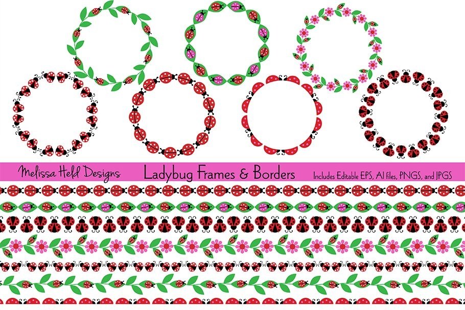 Ladybug Frames & Borders (531346) | Elements | Design Bundles