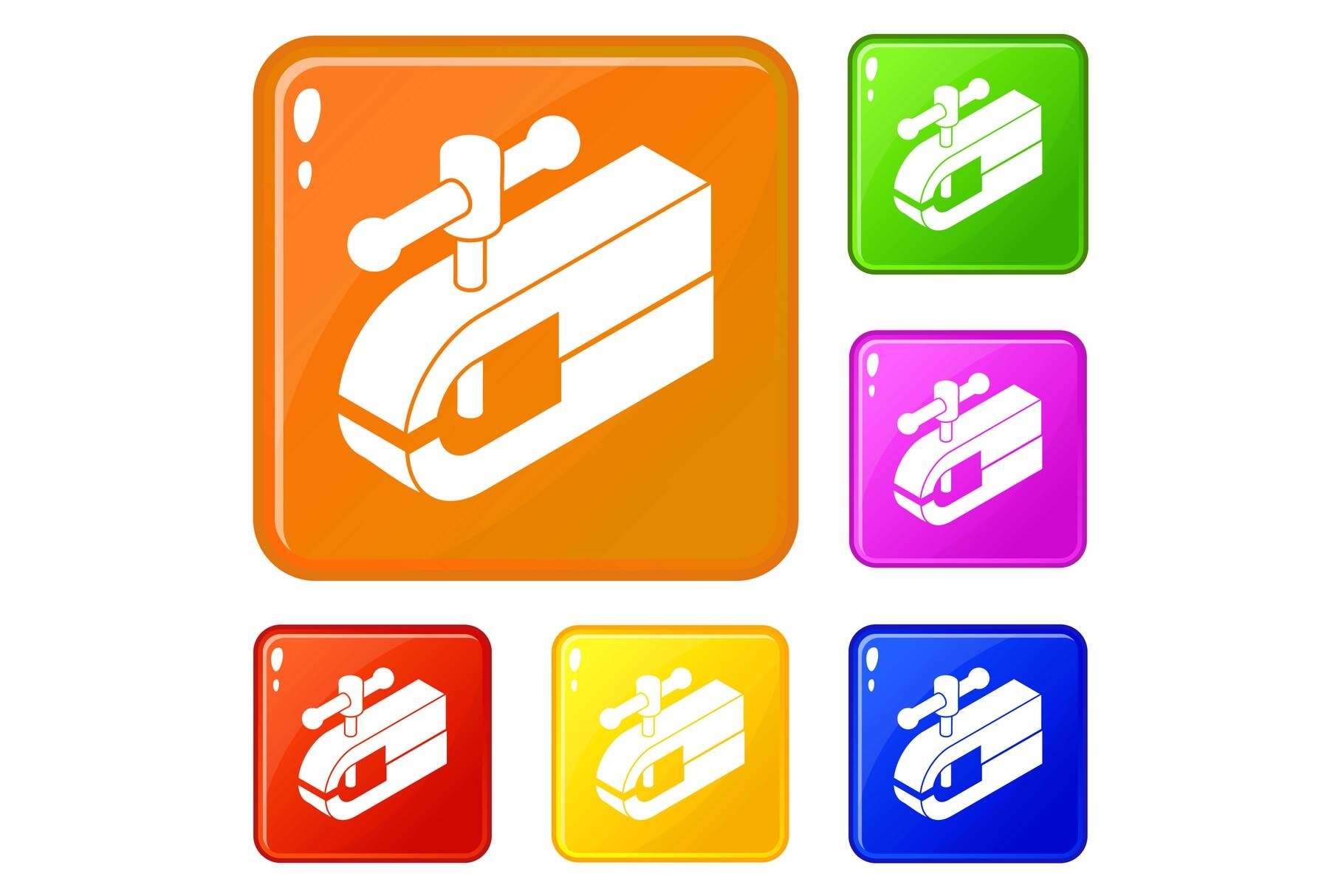 Clamping machine icons set vector color (528882) | Icons | Design Bundles