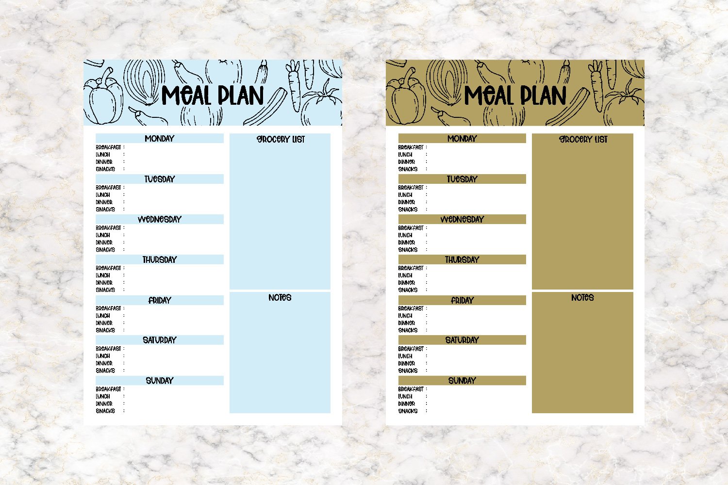 Meal Planners Vegetables Background