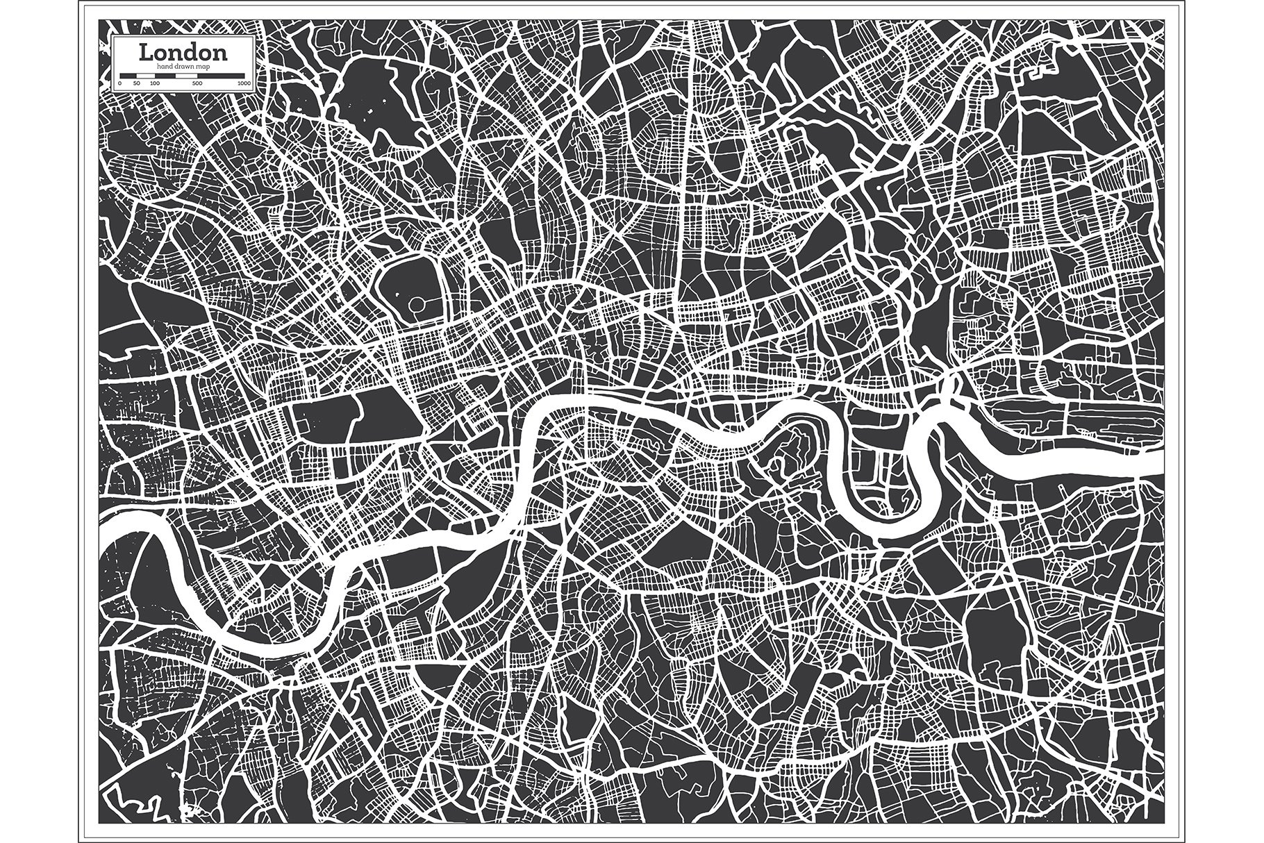 London UK City Map in Black and White Color in Retro Style. (918689 ...