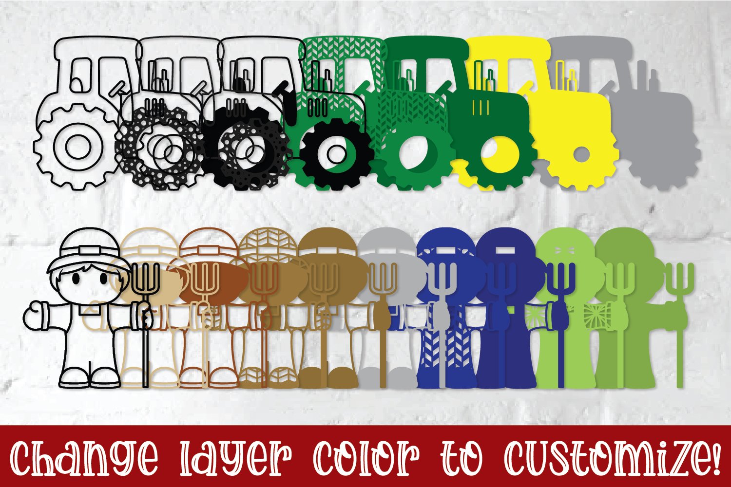 3D Farm Character Bundle, Layered Papercut SVG, 3D Tractor (972944 ...
