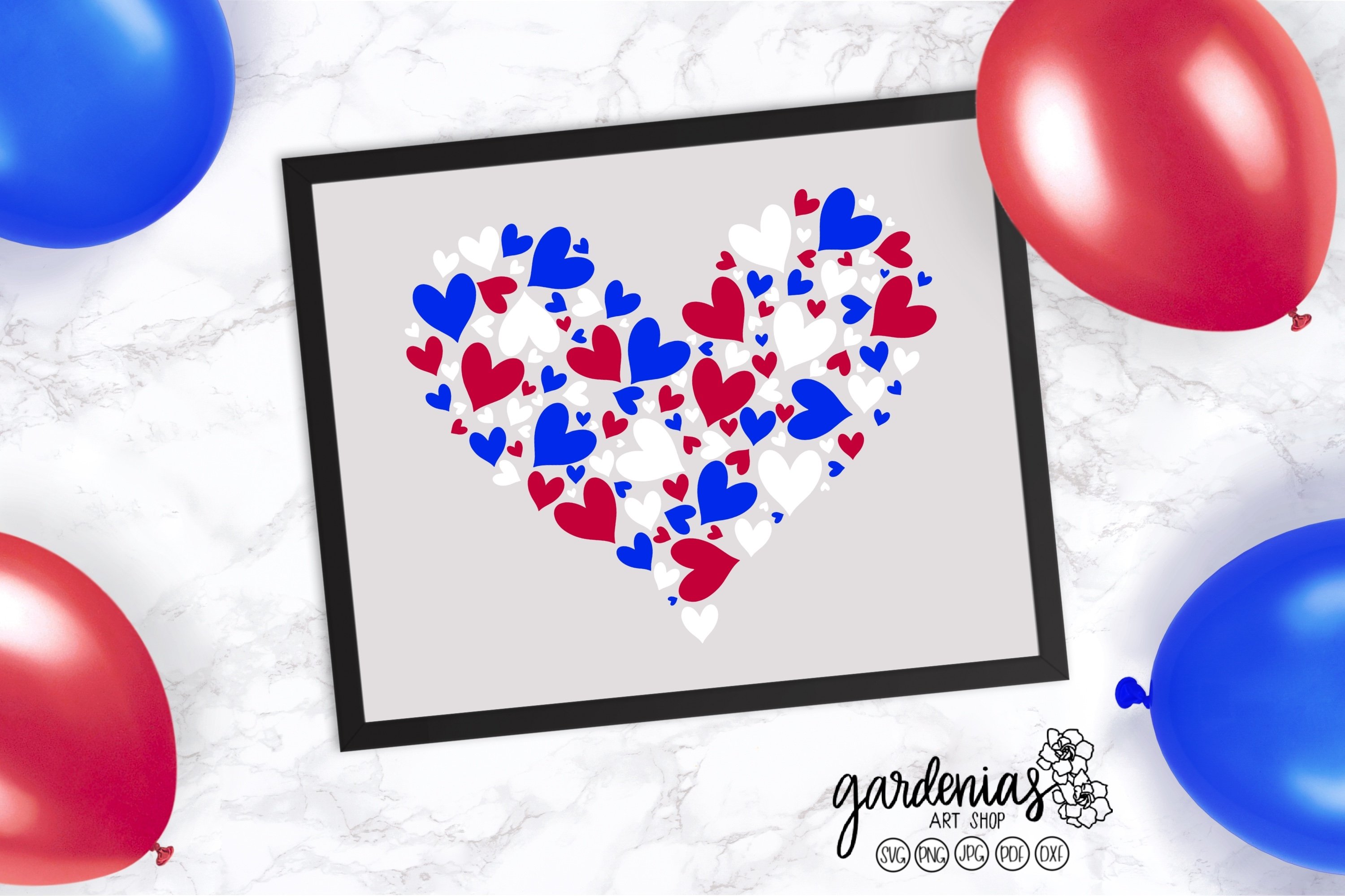Red White and Blue Hearts SVG | 4th of July Cut File (677258) | SVGs ...