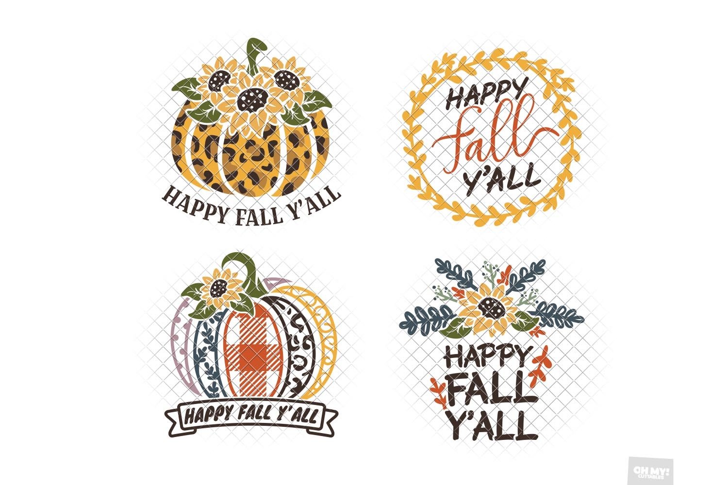 Happy Fall Y'all SVG Bundle with PNG, DXF, EPS, JPG (899383) | Cut ...