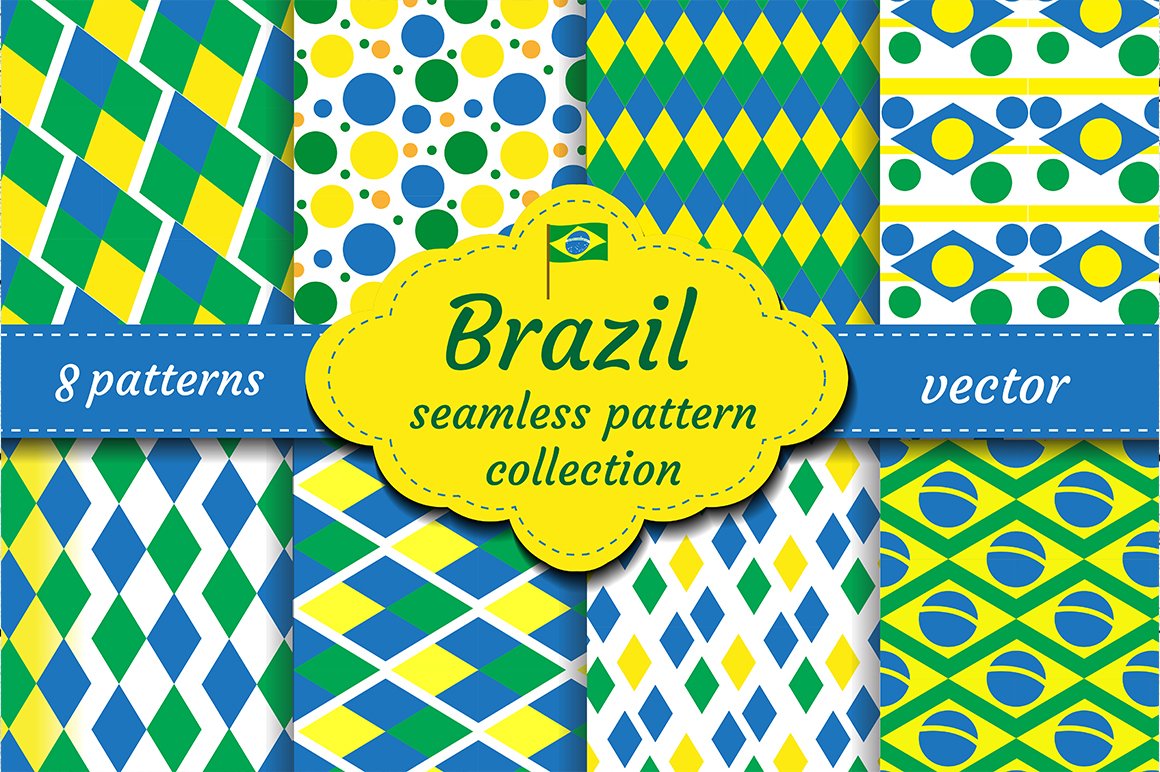 Brazil set of abstract geometric pattern