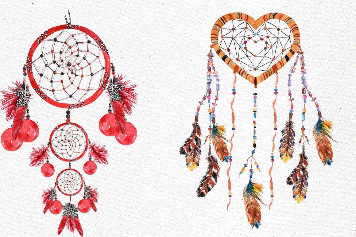 Dreamcatchers, Tribal clip art (23299) | Illustrations | Design Bundles
