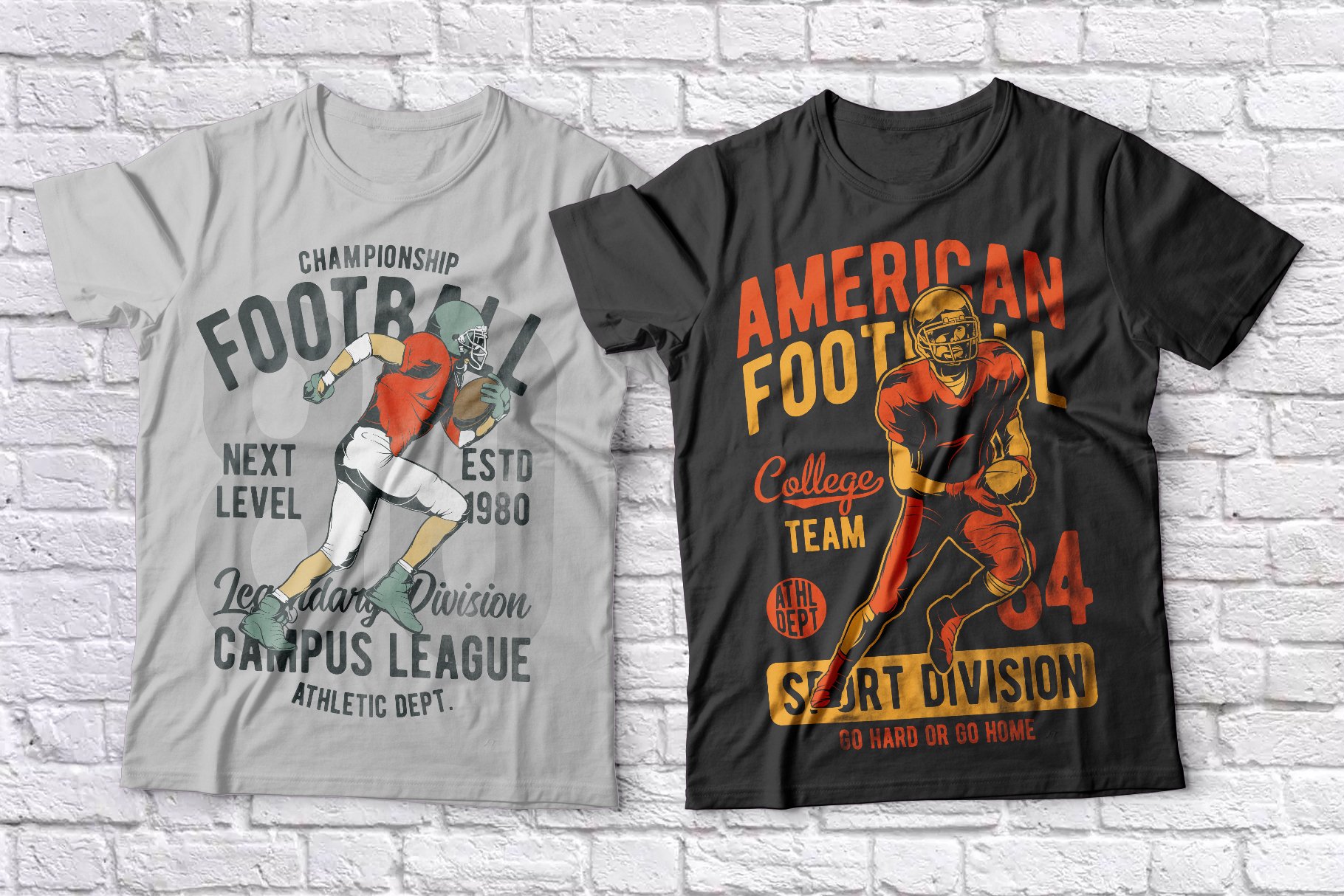 American football t-shirts set (361491) | Illustrations | Design Bundles