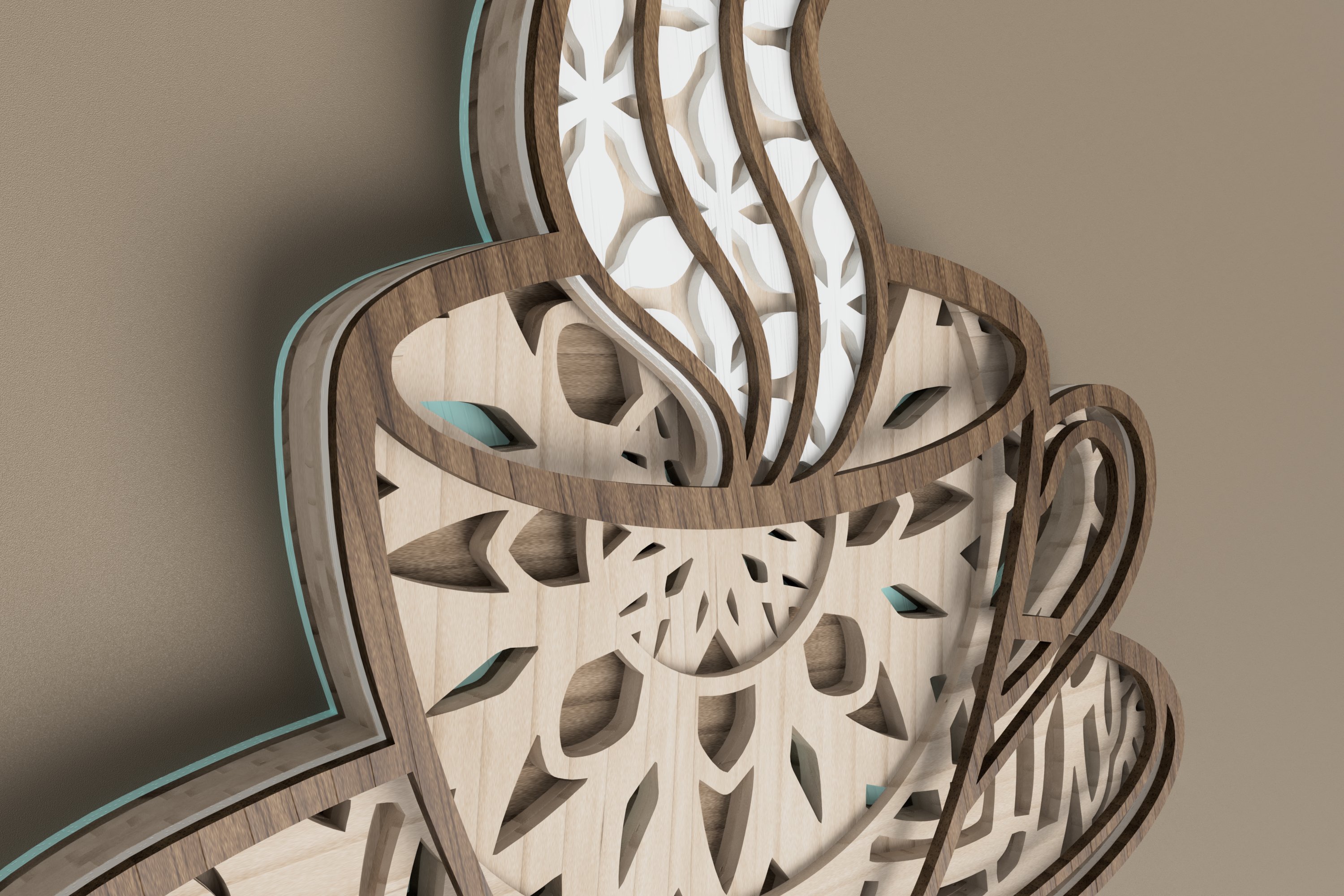 Coffee laser cut file - A Cup of Hot Coffee