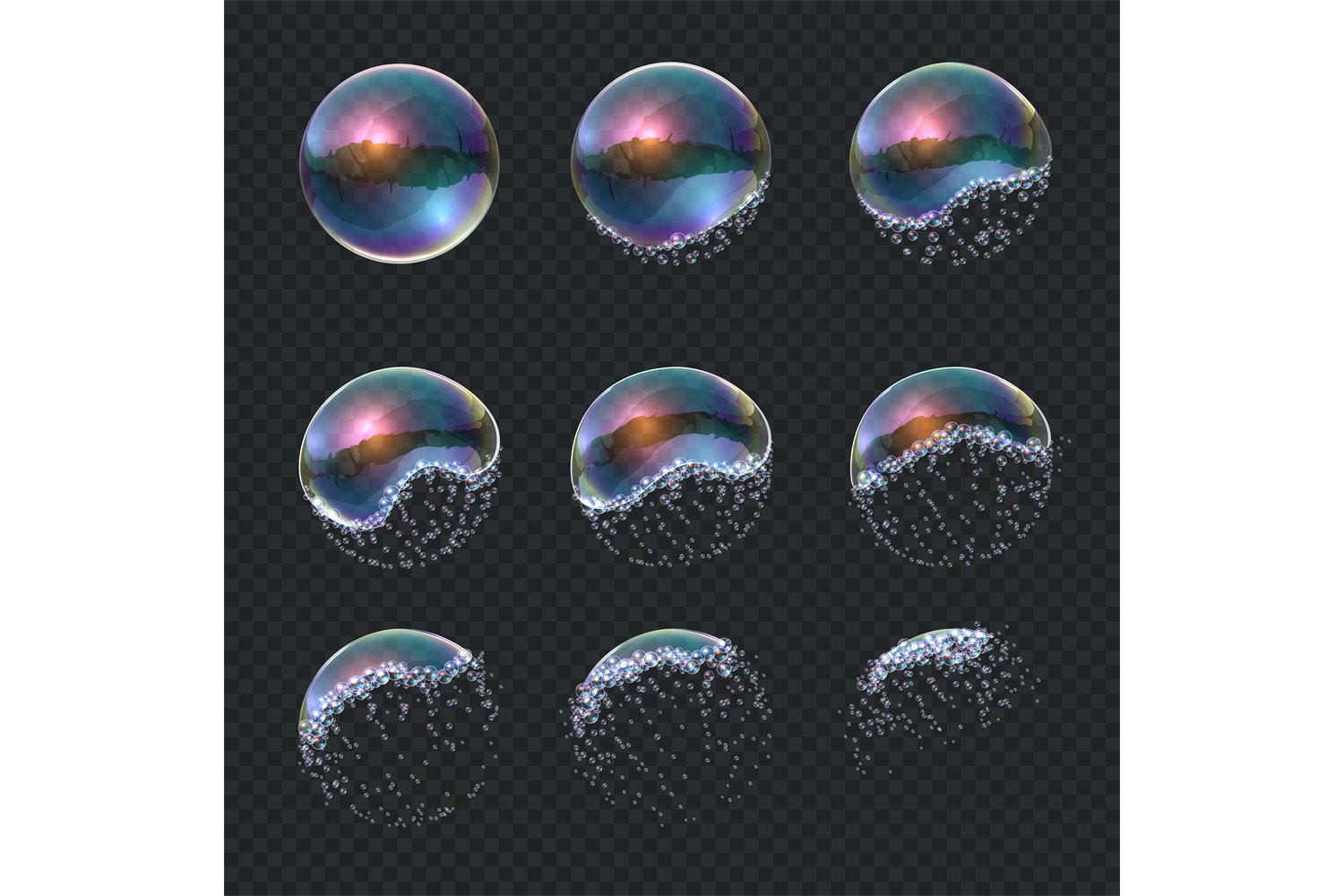 Soap bubble explode. Realistic water sphere explosion, trans (1169259 ...
