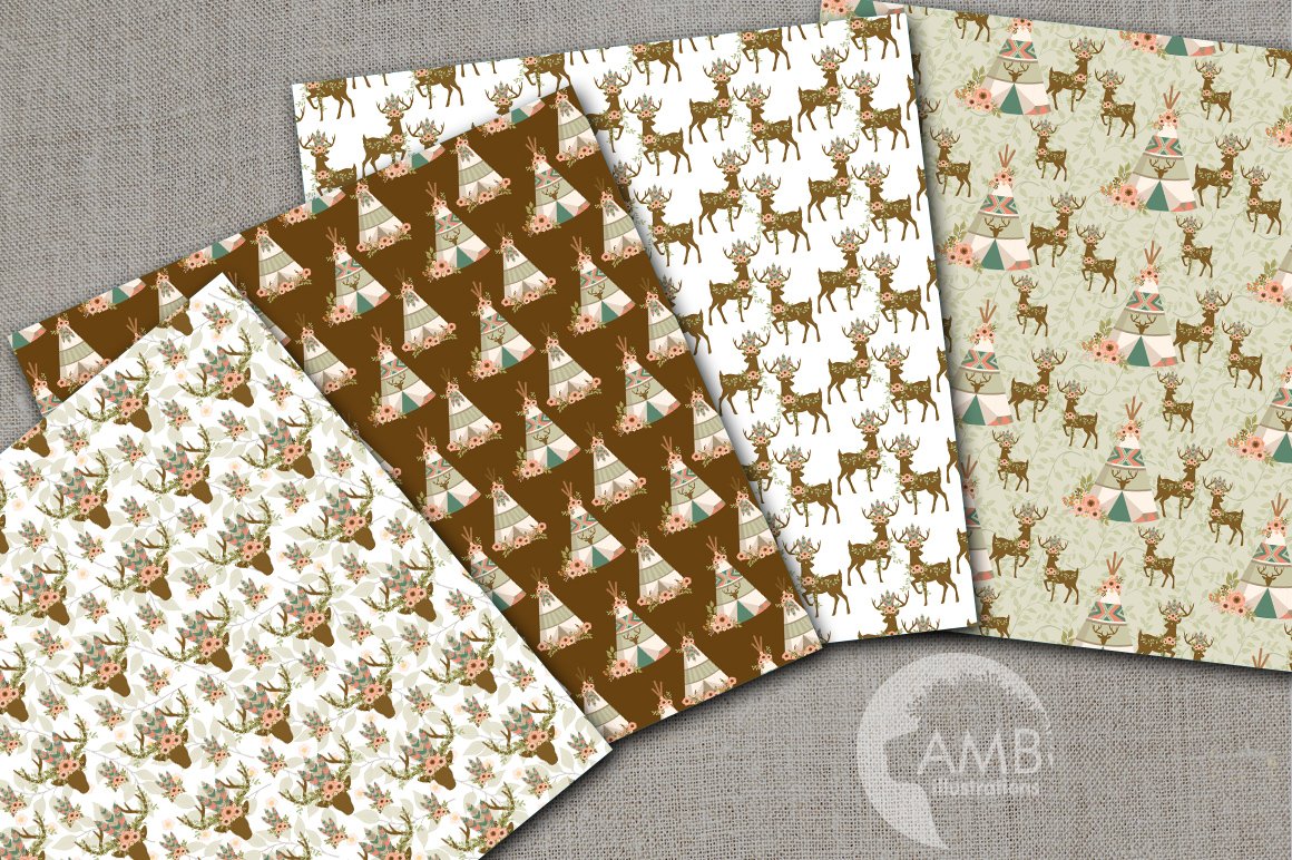 Tribal Boho teepee, buck patterns AMB-2738 (499461) | Patterns | Design ...