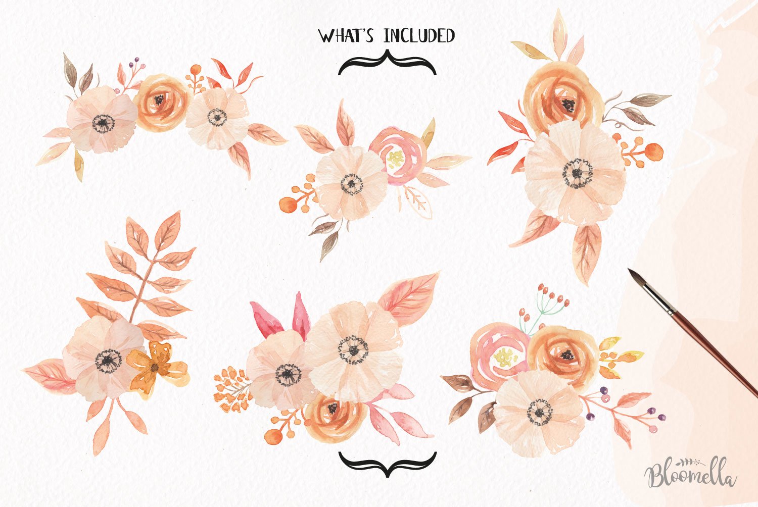 Watercolor Auburn Clipart Bouquets Flowers Autumn Fall Florals (99930 ...