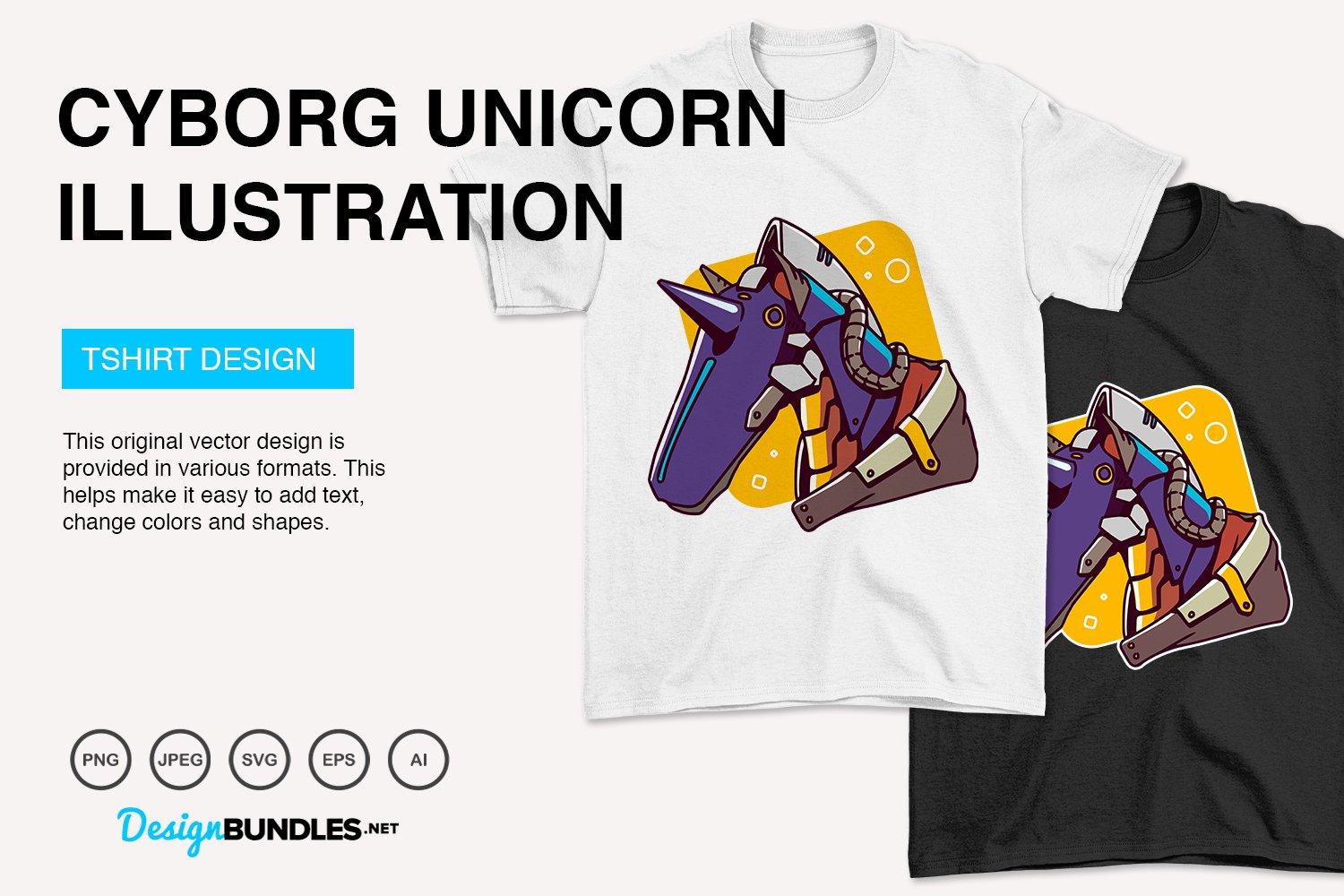 Cyborg Unicorn Vector Illustration
