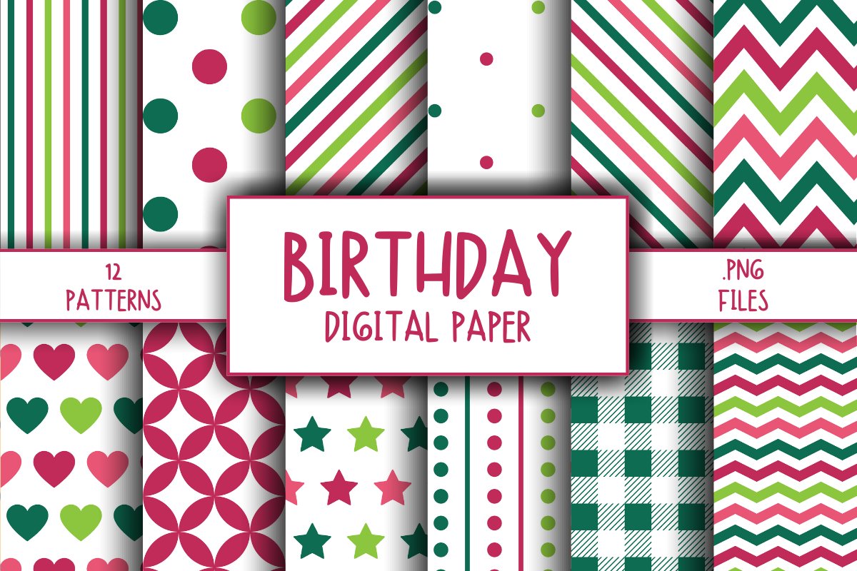 Birthday Pattern Digital Paper (1048386) | Patterns | Design Bundles