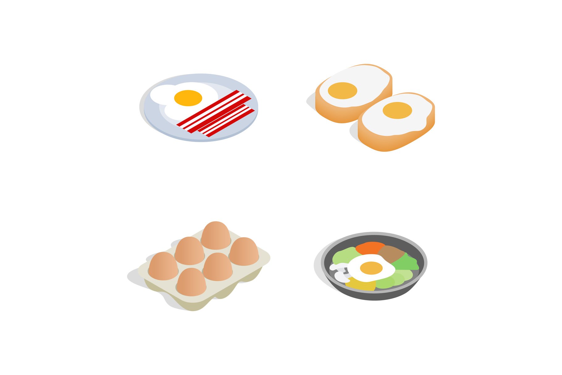 Egg food icon set, isometric style (371610) | Icons | Design Bundles