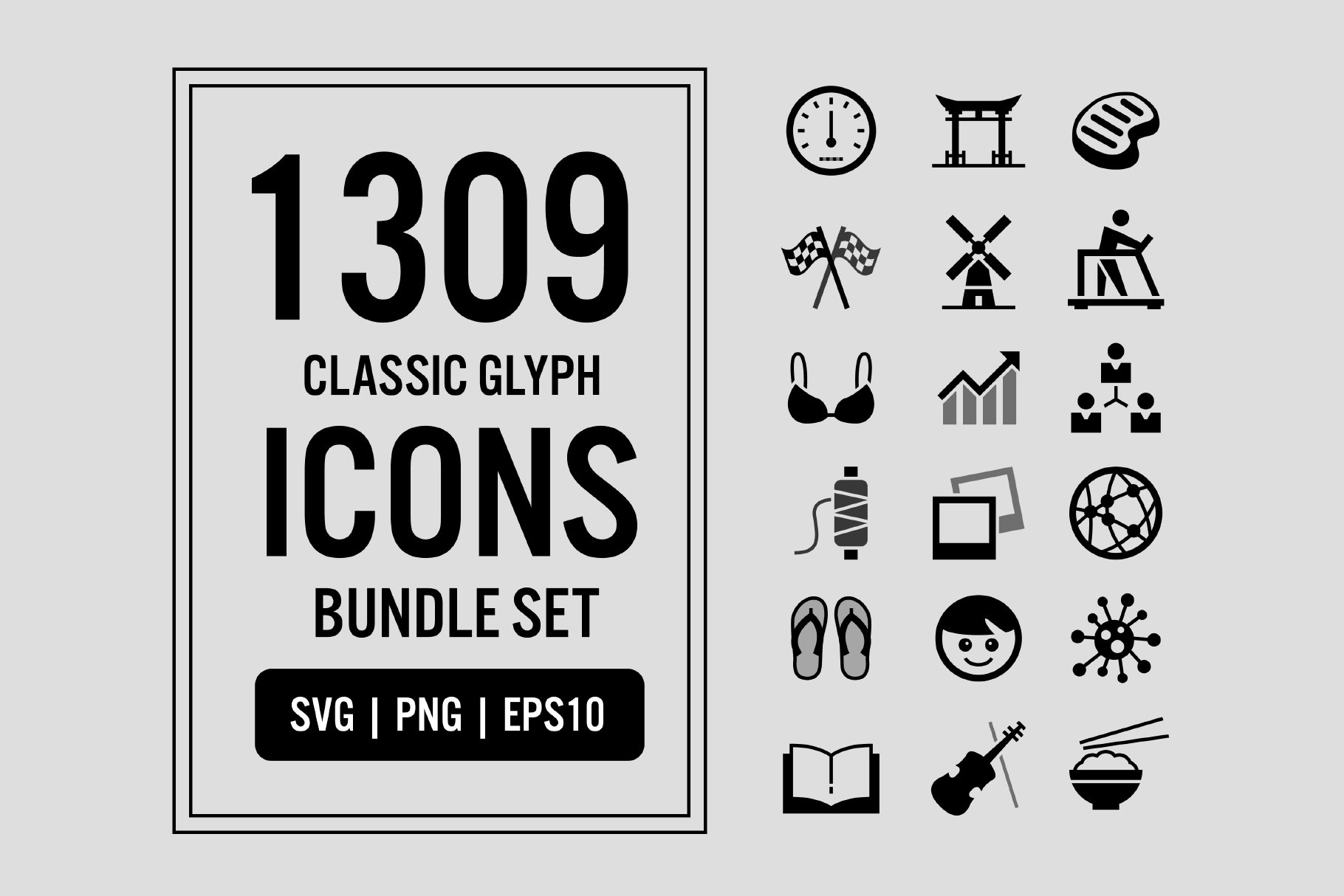 1309 Classic Glyph Icons Bundle Set Pack SVG PNG EPS Vector (735314 ...