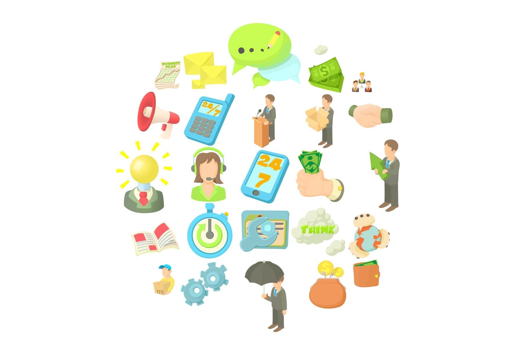 Bank officer icons set, cartoon style (506211) | Icons | Design Bundles