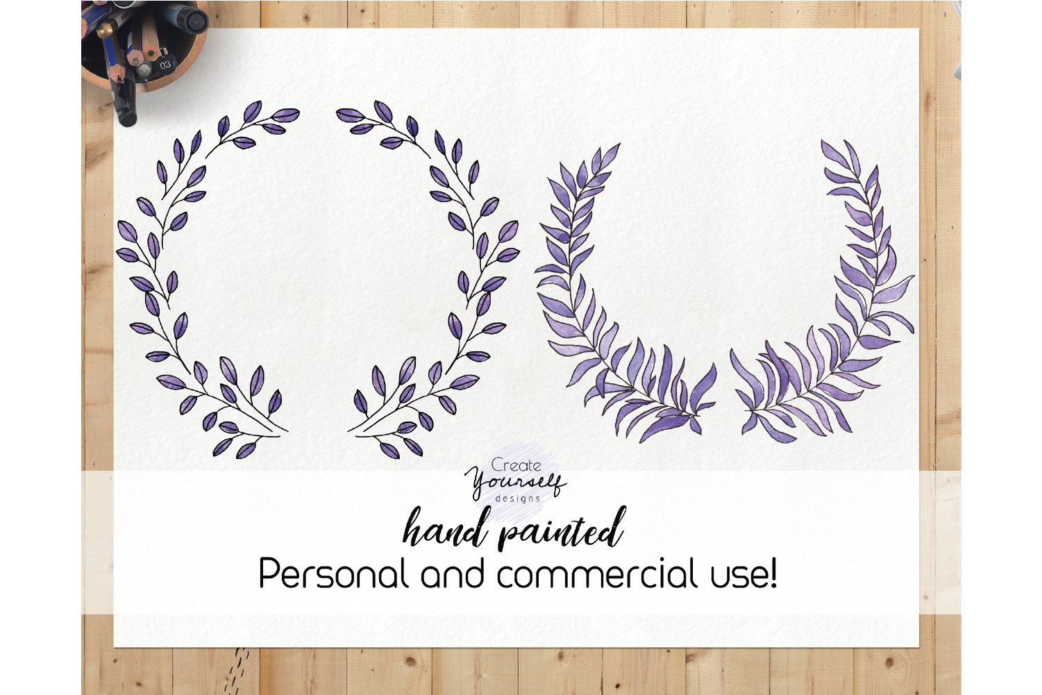 Watercolor wreath clipart set - lilac wreath clipart (284534 ...