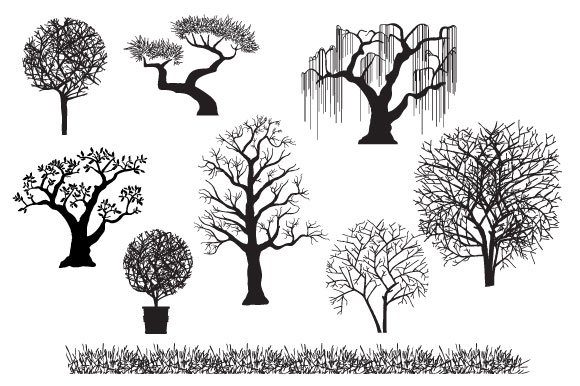 Set of the vector trees (34229) | Illustrations | Design Bundles