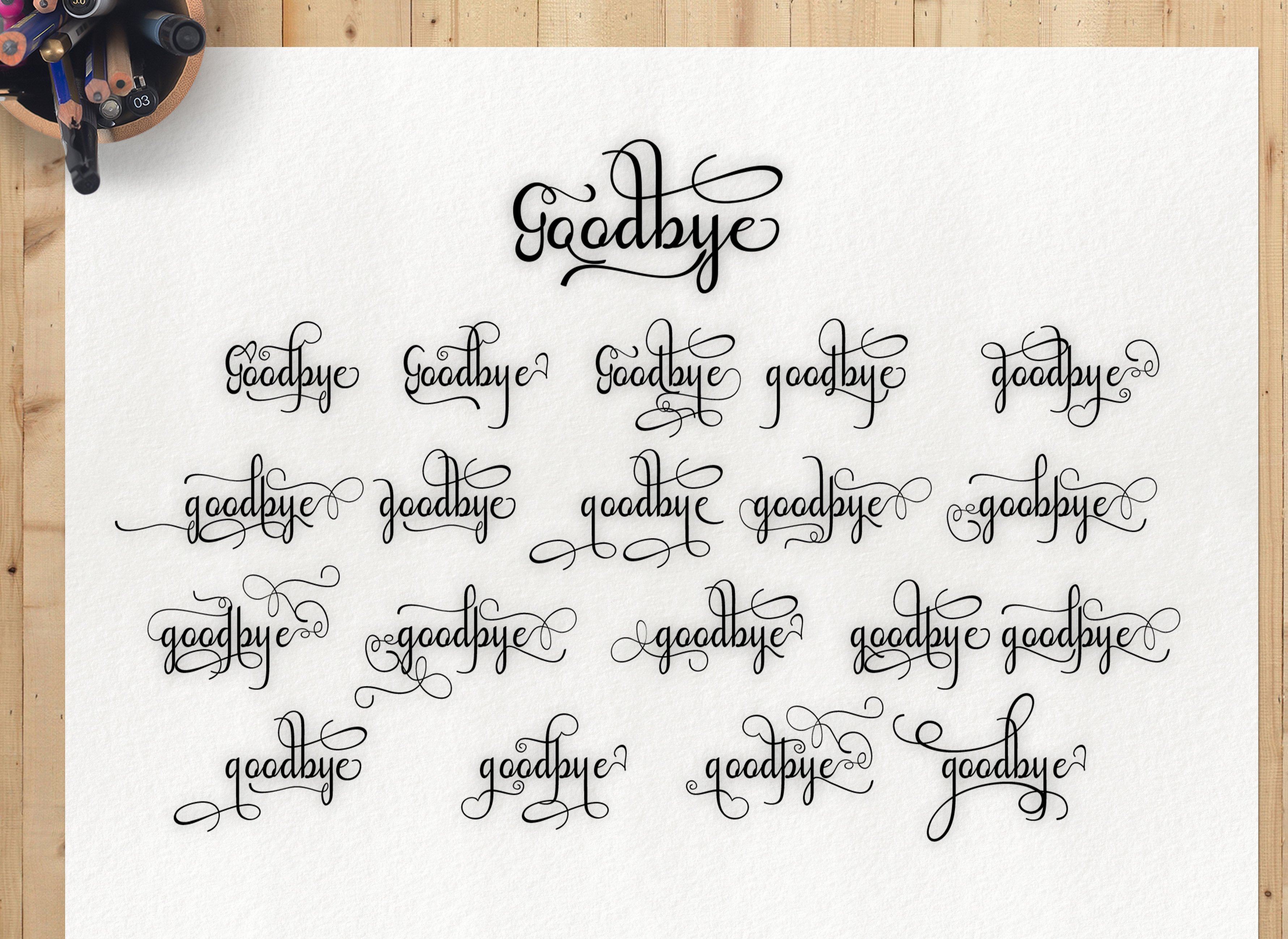 Goodbye (52344) | Calligraphy | Font Bundles