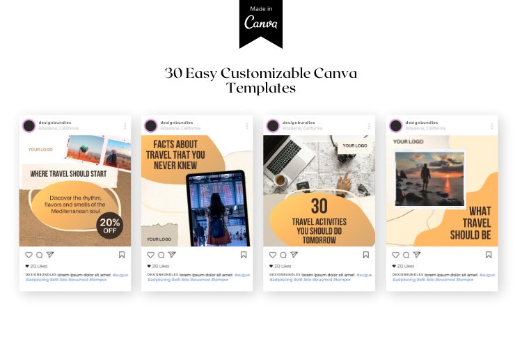 10 Travel Instagram Post, Canva Template