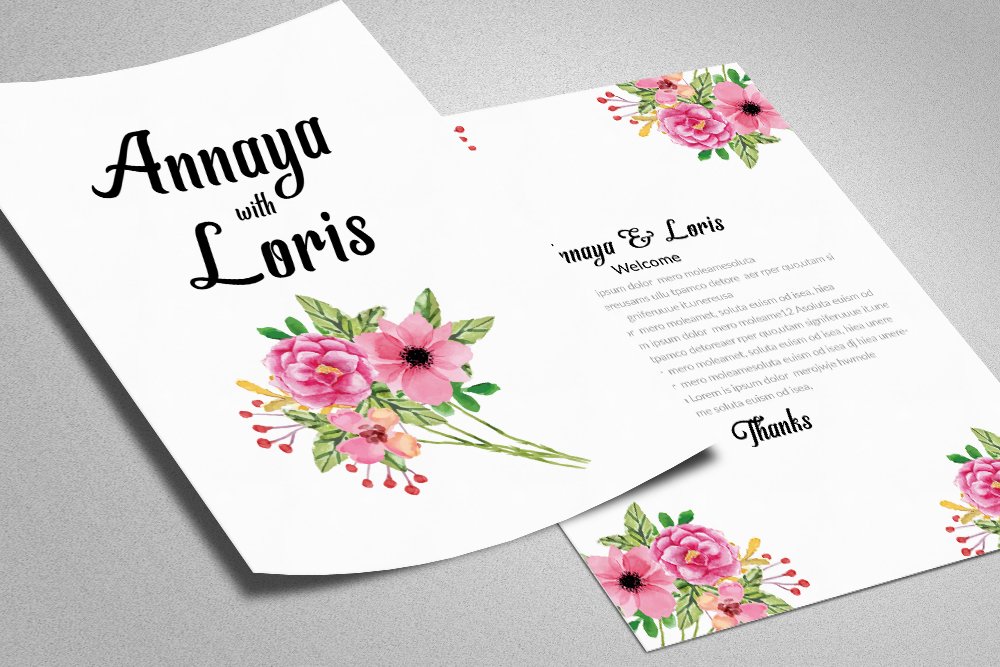 Double Sided Wedding Invitation Card (155791) | Printables | Design Bundles