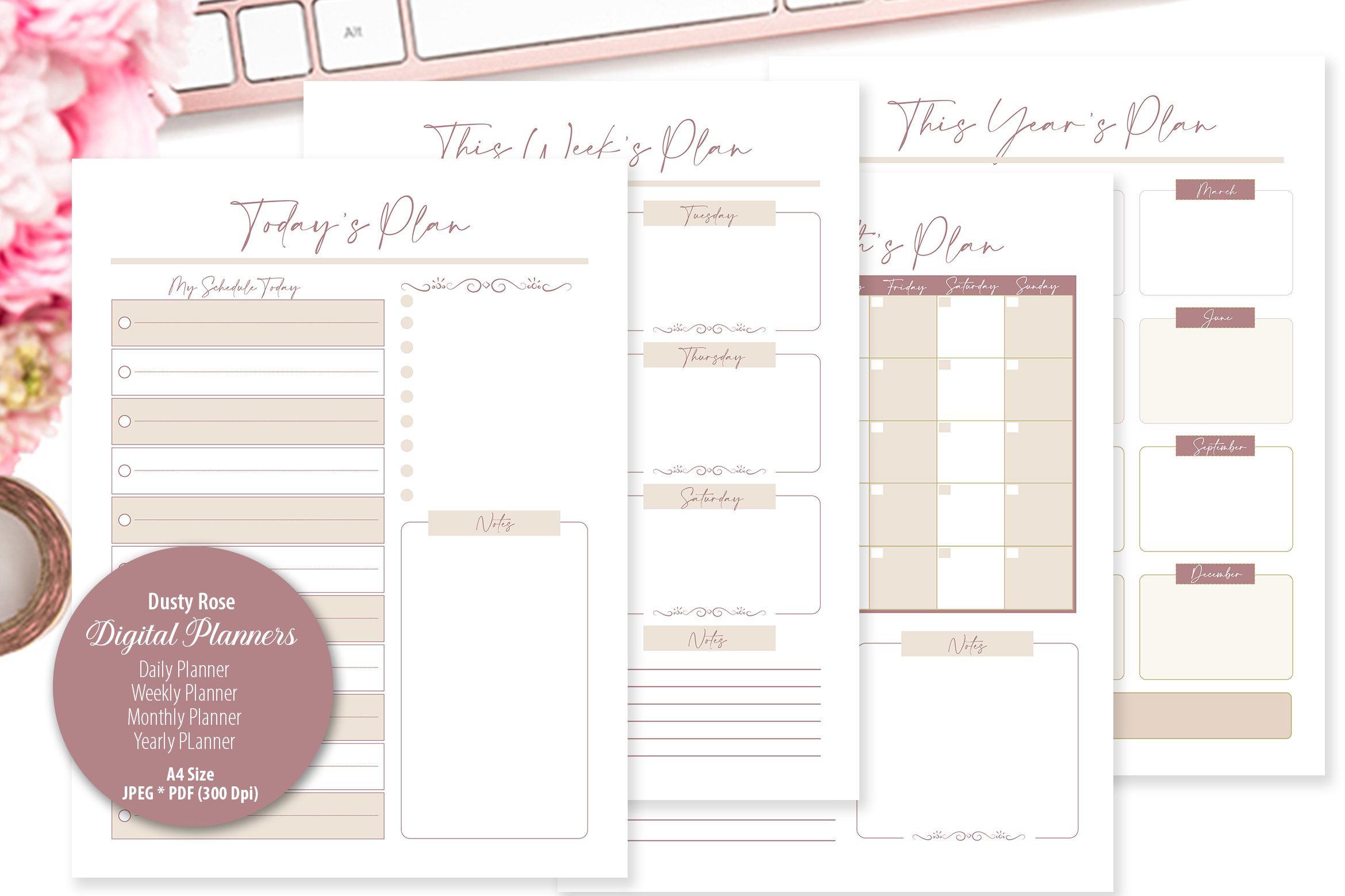 Dusty Rose Digital Planner
