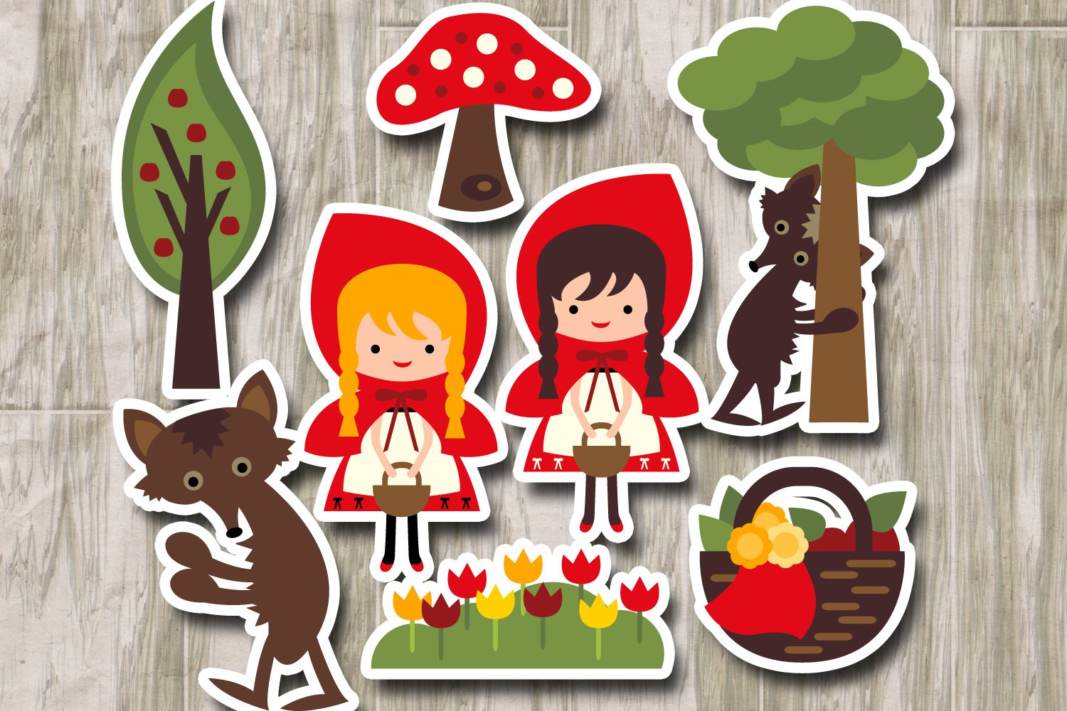 Little red riding hood clip art illustrations graphics (89191 ...