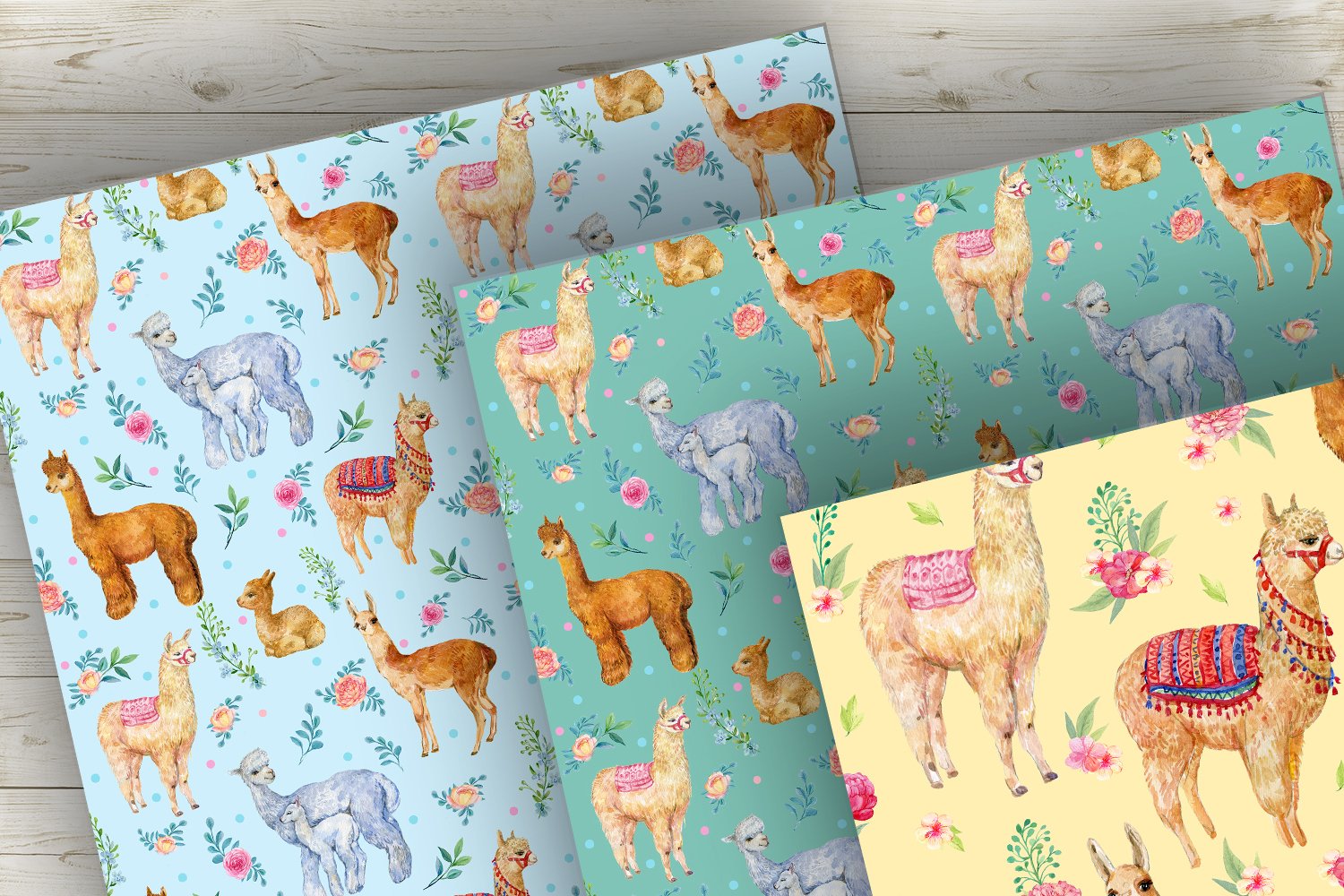 Alpacas and llamas .Seamless pattern (305987) | Patterns | Design Bundles