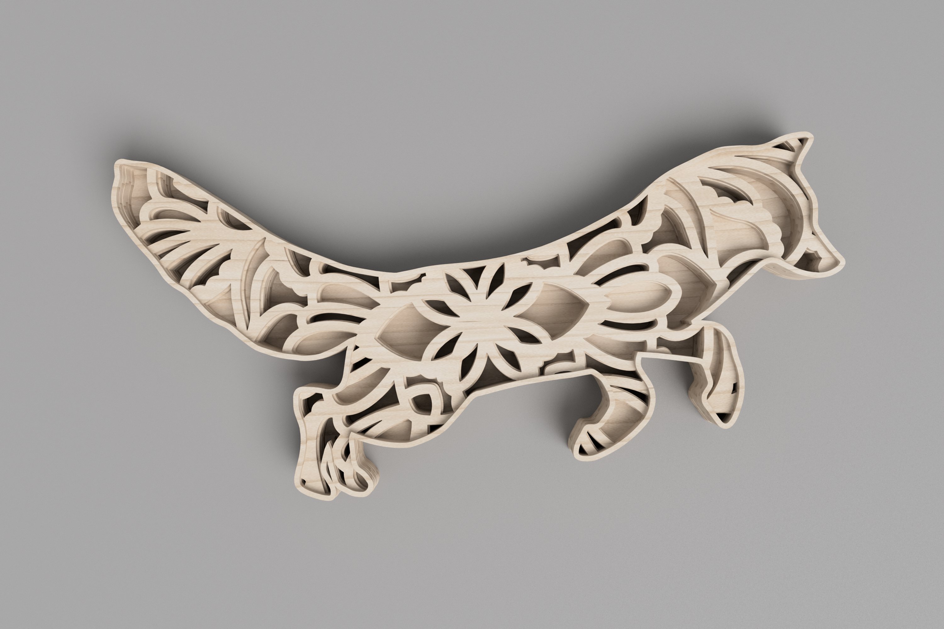 Animal laser cut file - Fox Mandala