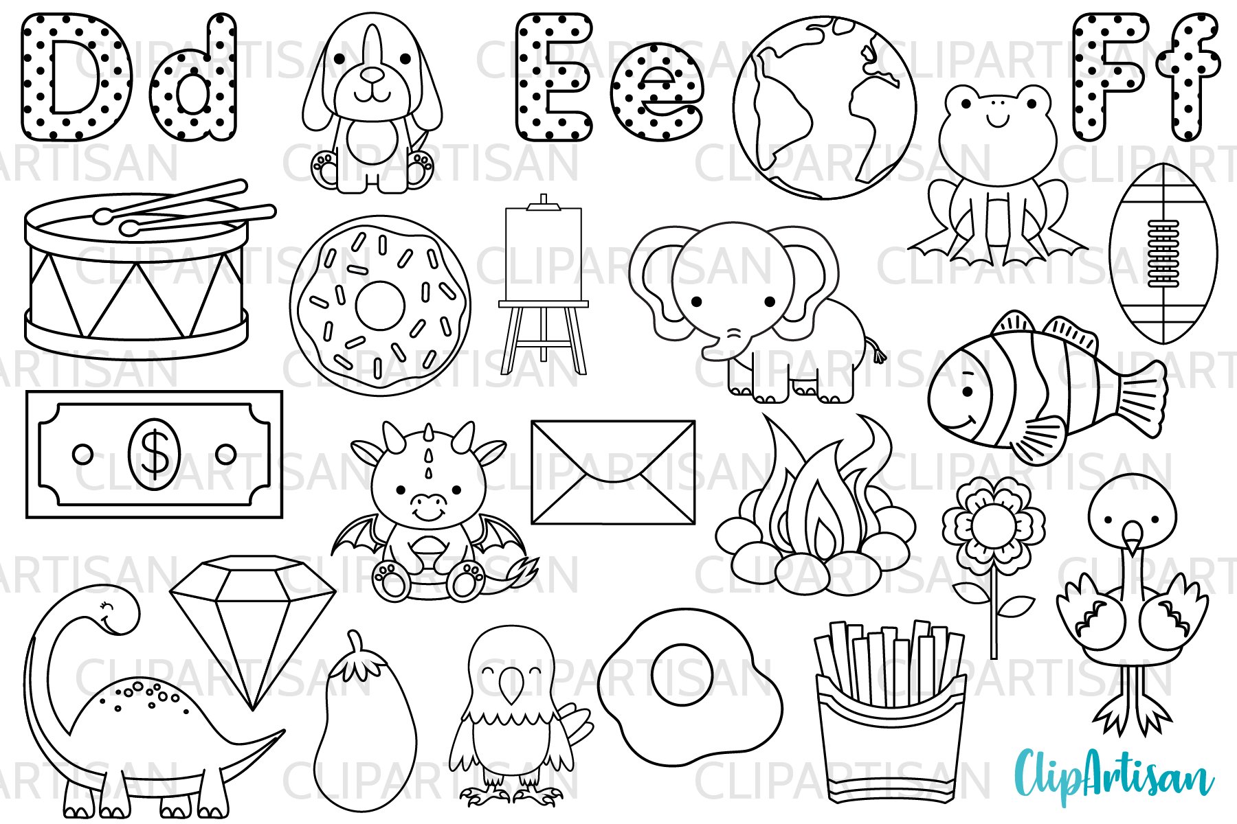 Abc Clipart Black And White