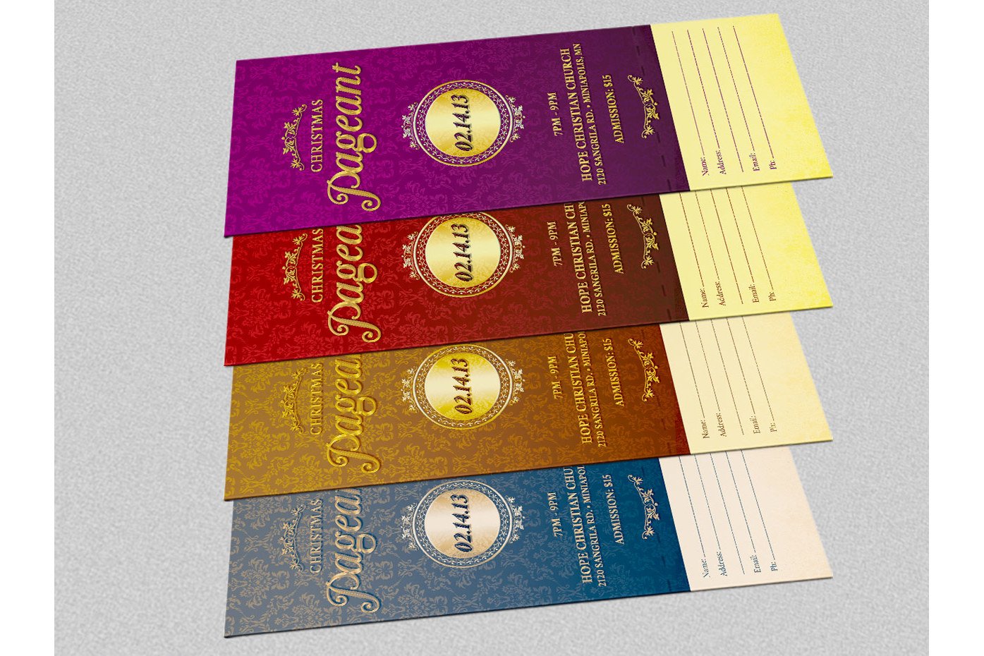 Christmas Pageant Ticket Template (4274) | Card Making | Design Bundles