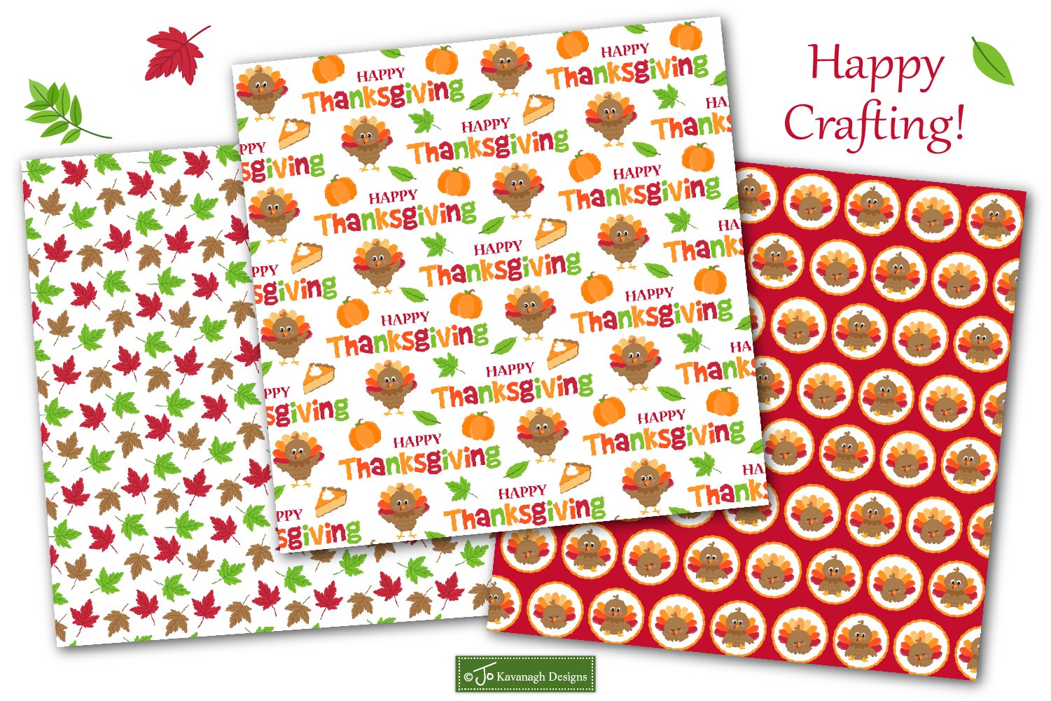 Thanksgiving Digital Paper, Fall Seamless Patterns -P45 (384141 ...