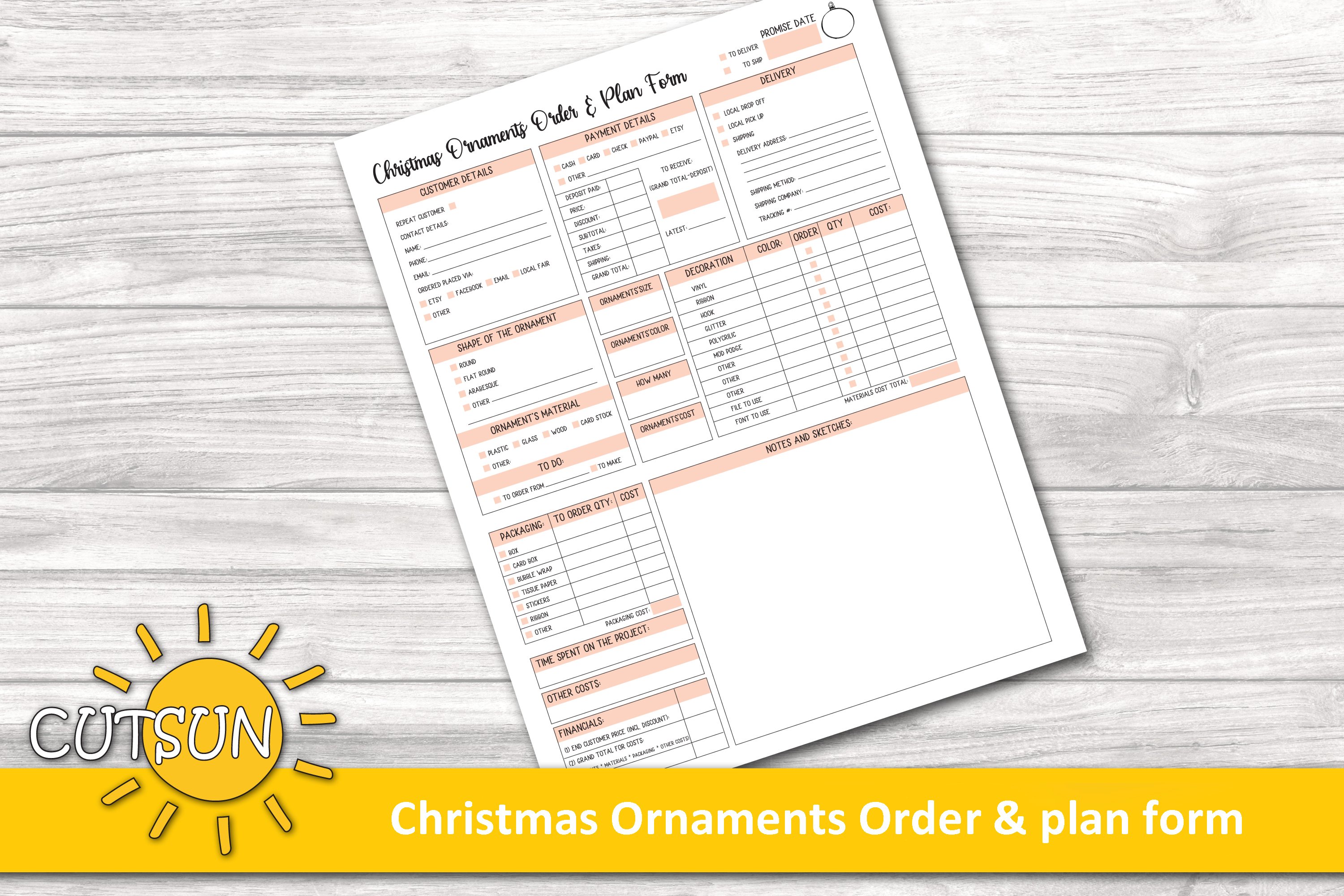 Christmas Ornaments Sales Order form (1046930) | Checklists | Design ...