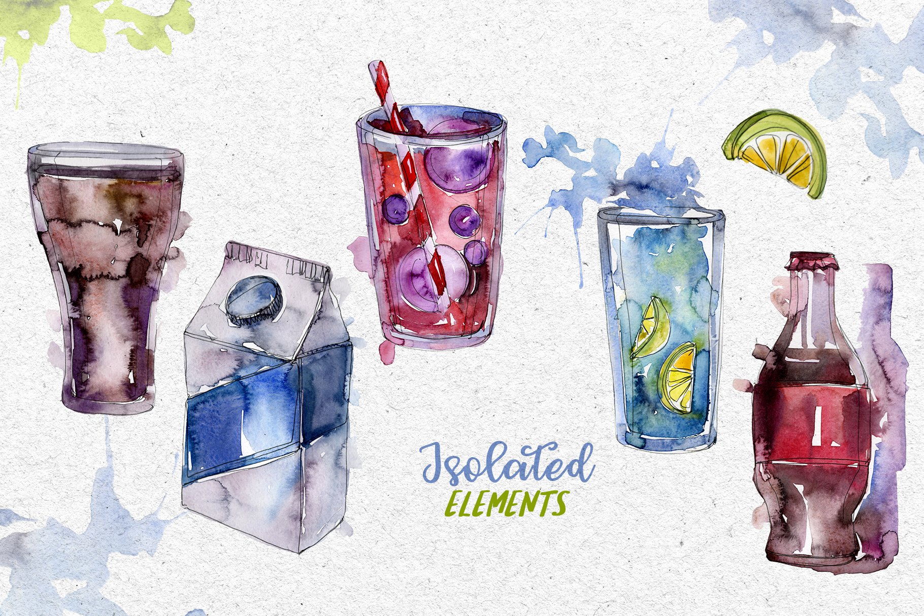 Drinks Refreshing Watercolor png (234934) | Illustrations | Design Bundles