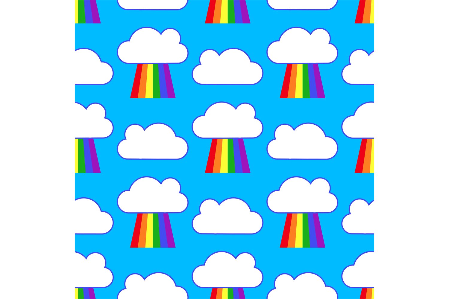 Blue sky with rainbows and clouds seamless pattern (821362) | Patterns ...