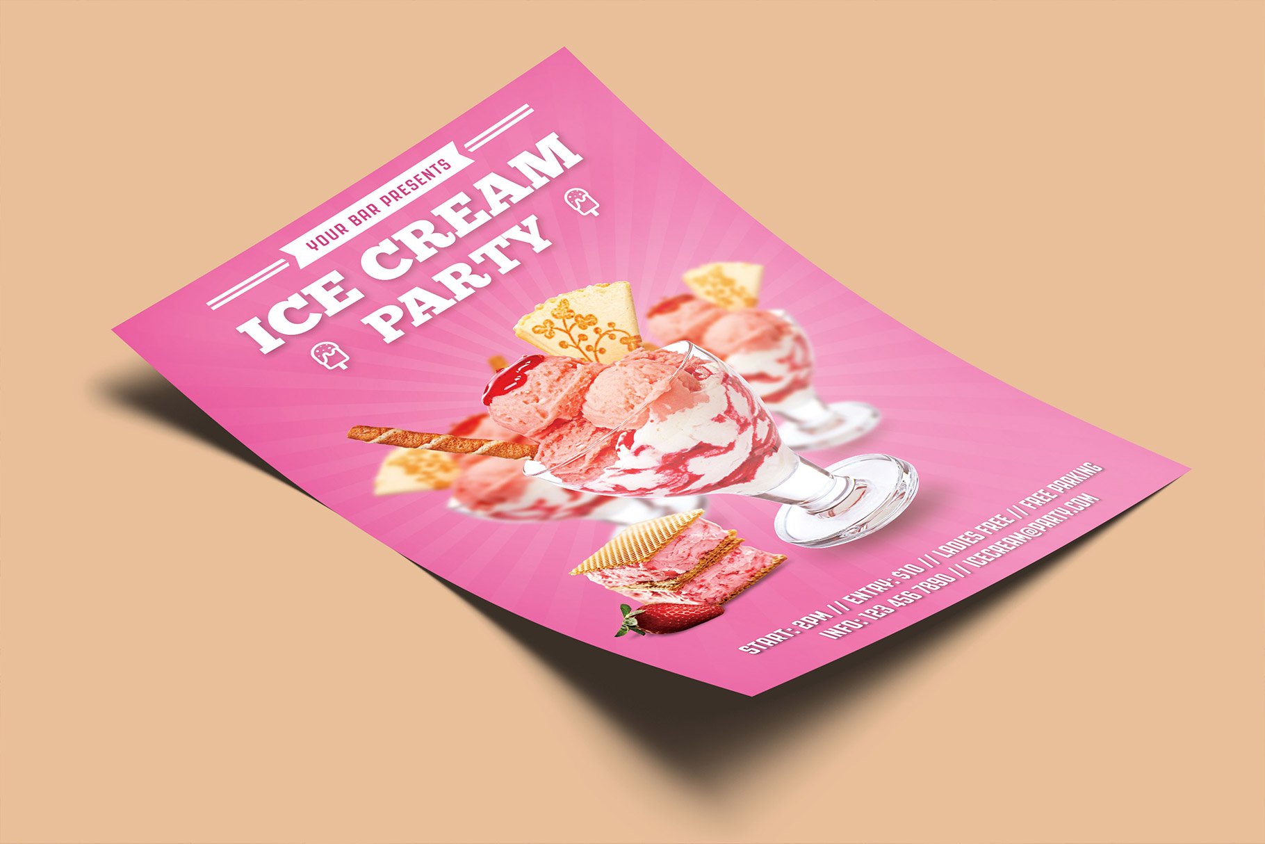 Ice Cream Party Flyer (729080) | Flyers | Design Bundles