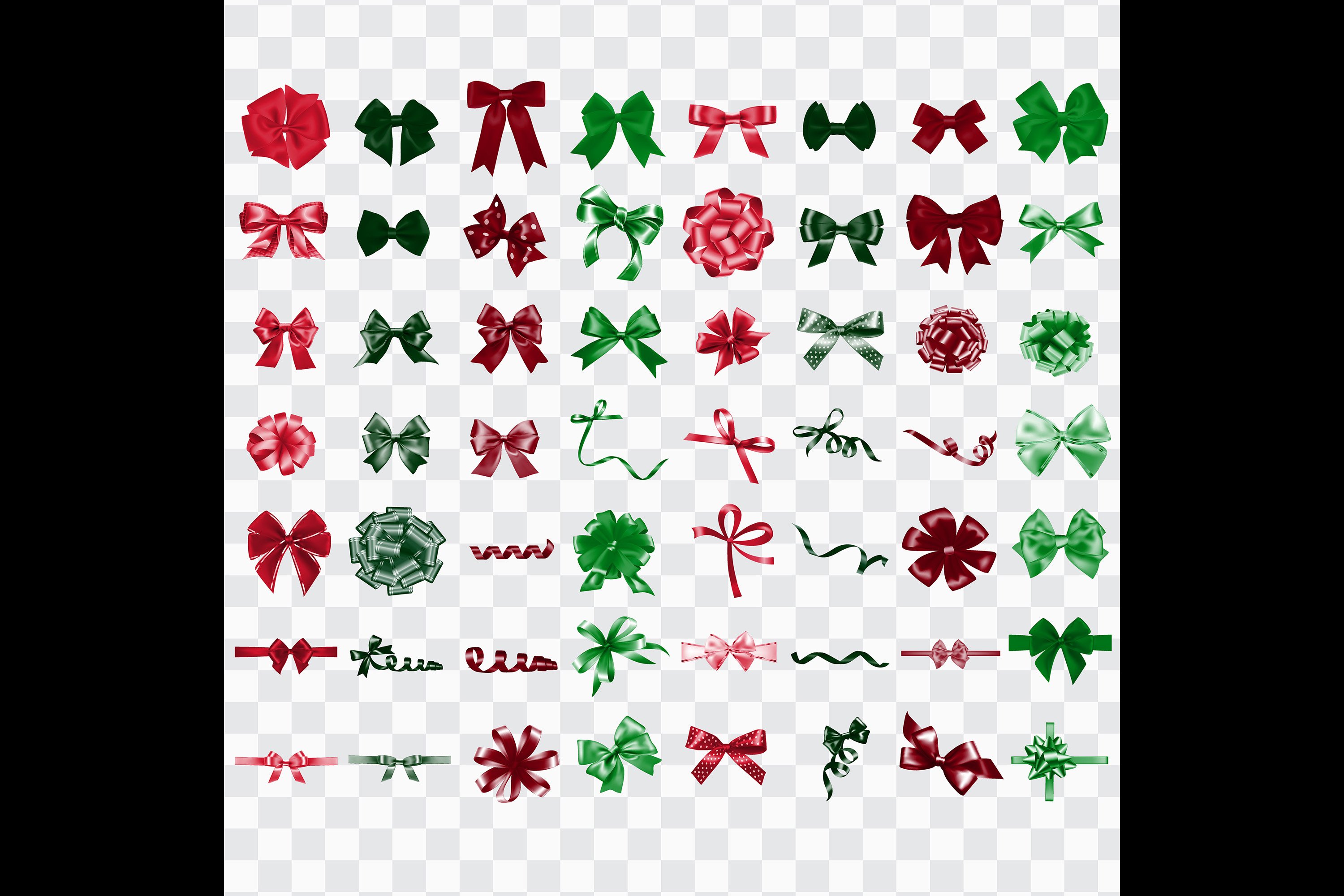 56 Christmas Bows and Ribbons Clip Arts PNG Transparent (135804) | Card ...