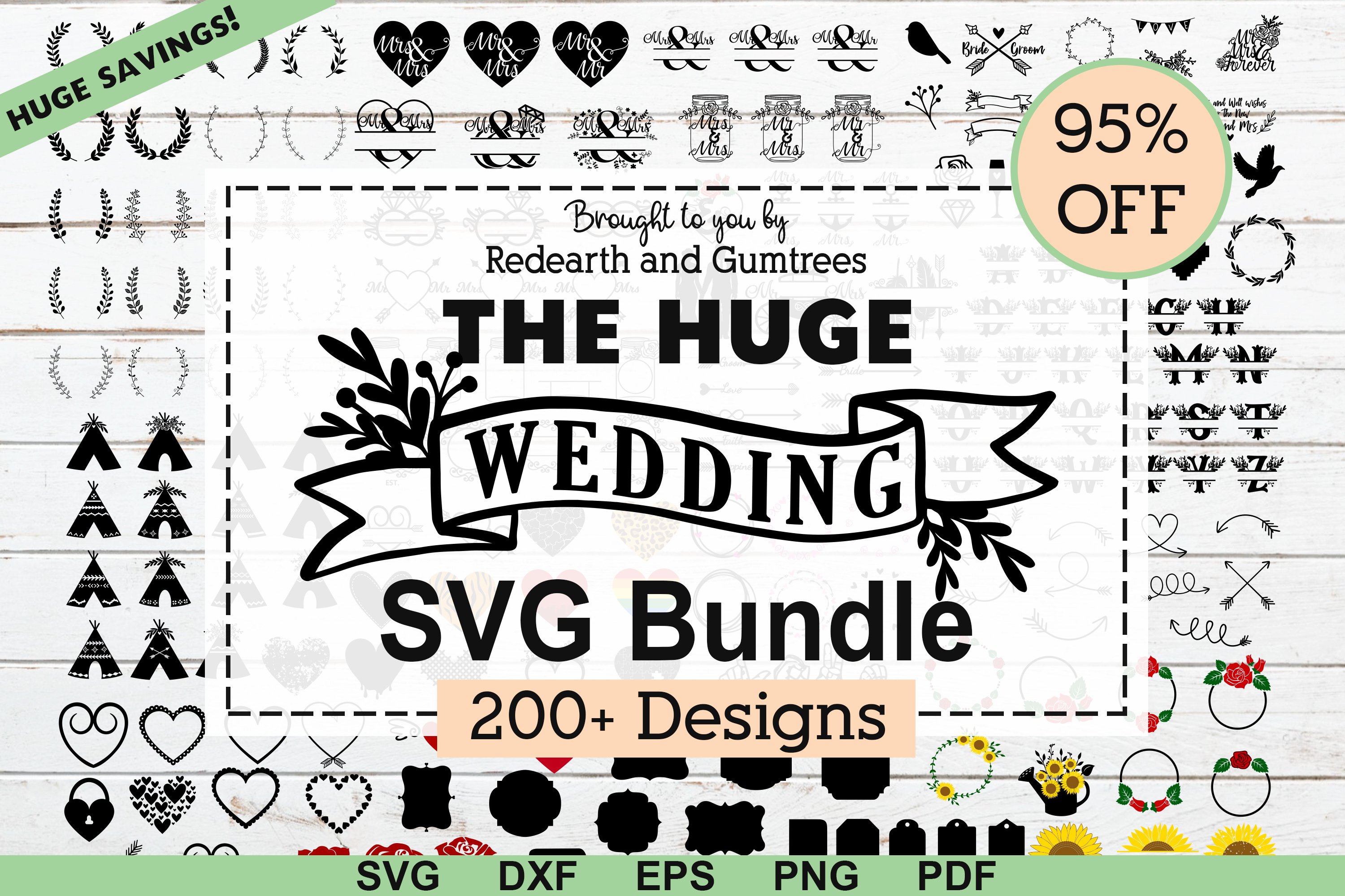 The Huge Wedding,newlyweds,decor elements SVG,DXF,PNG bundle (575603 ...