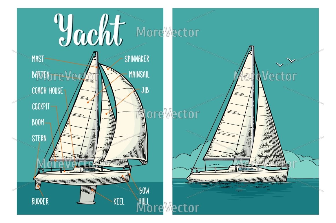 Poster and engraving for yacht club (35603) | Illustrations | Design ...