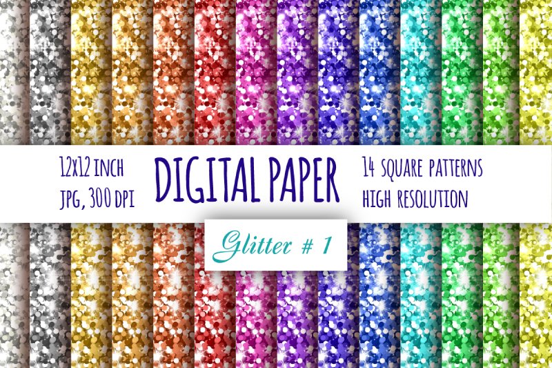 Digital scrapbooking paper with realistic glitter texture