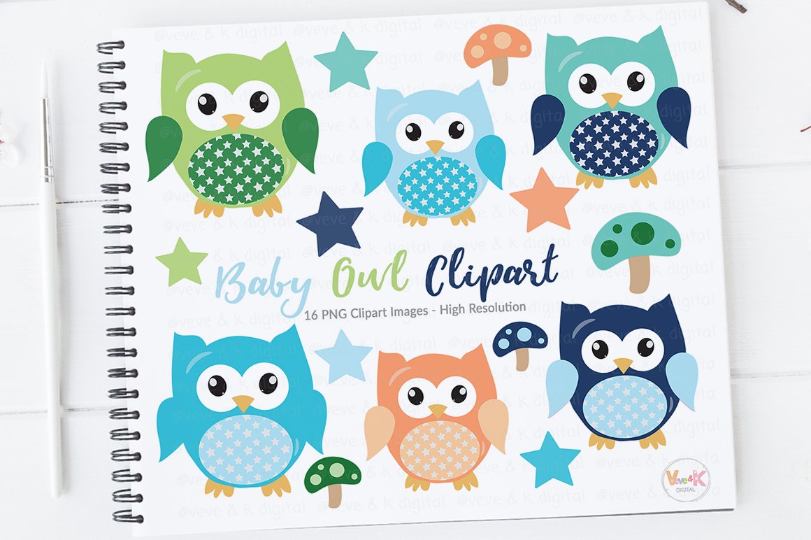 Owl Clipart, Cute Owls Clipart, Digital Owl Clipart, Baby Shower ...