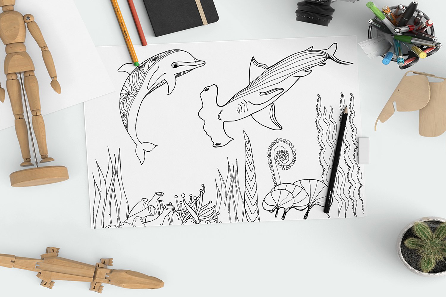 Magical underwater world Coloring book (532425) | Illustrations ...