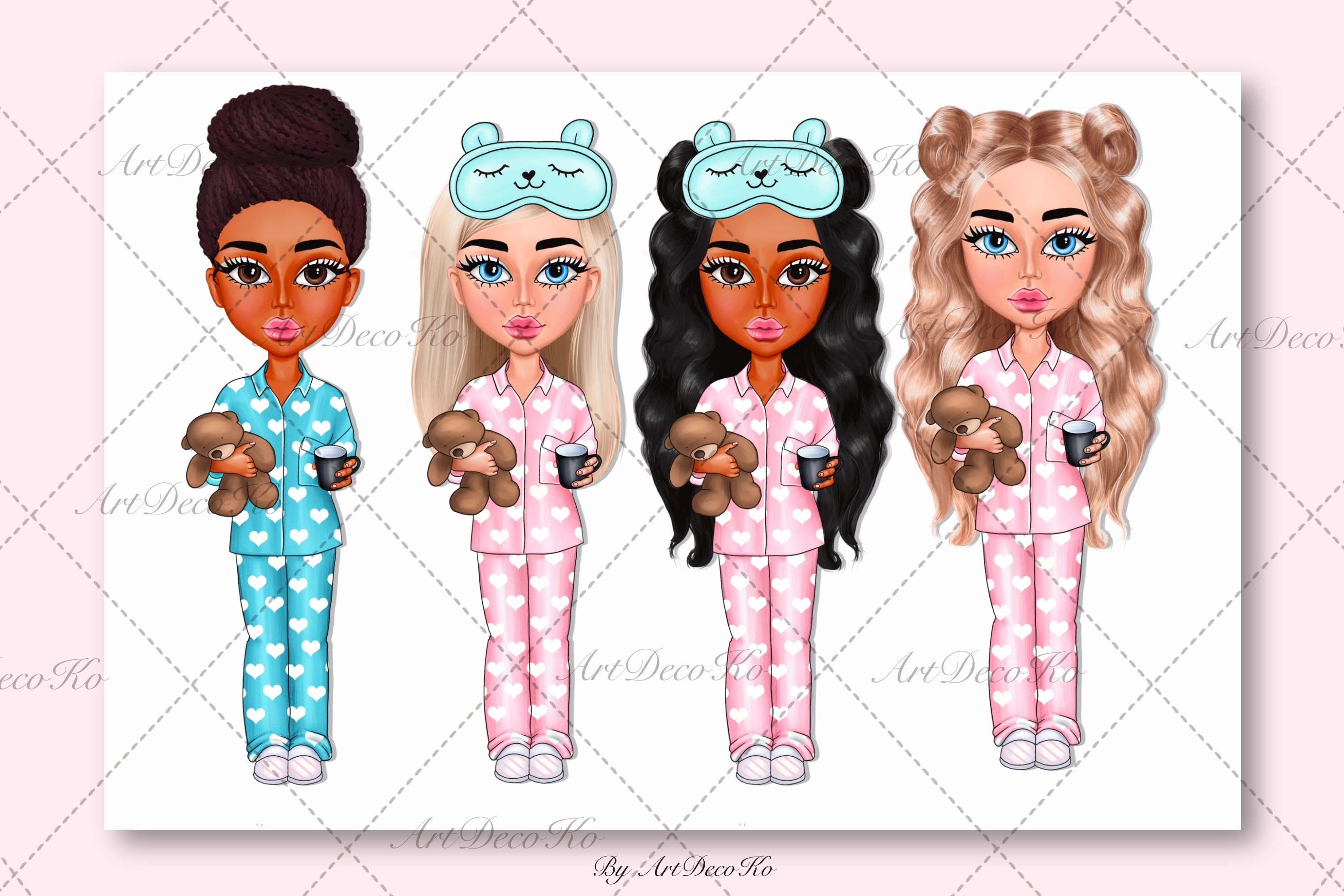 Girl In Pajamas Clipart