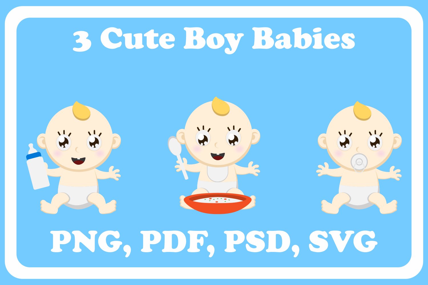 3 Cute Boy Babies Vector Graphic