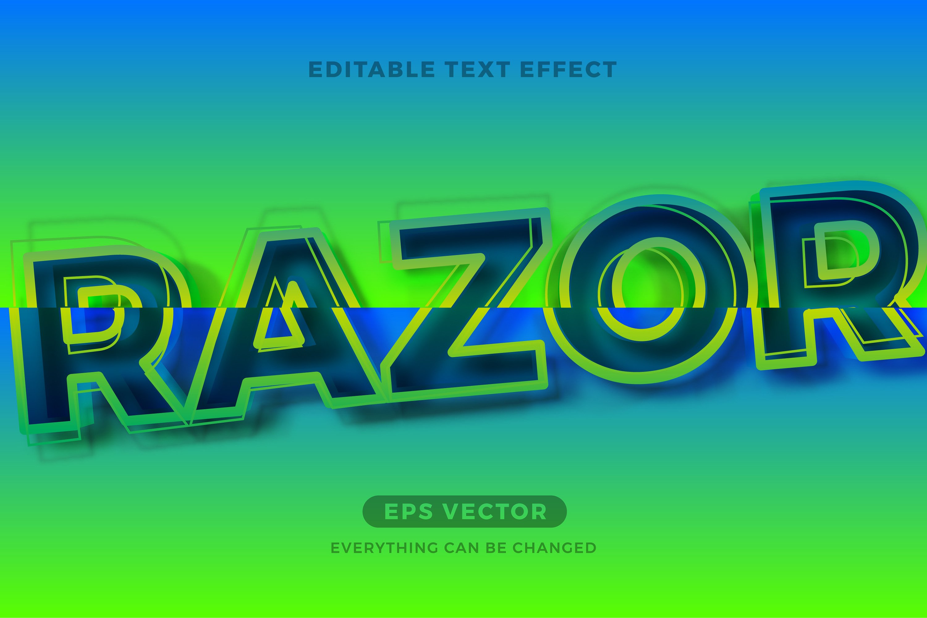 Razor Sliced editable text effect vector template