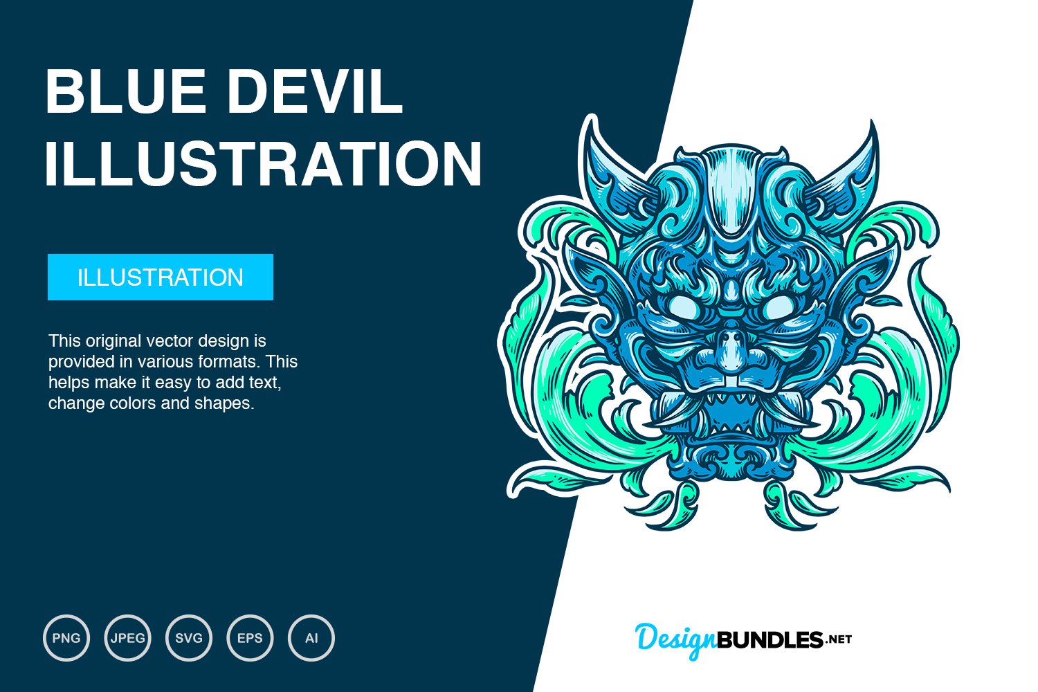 Blue Devil Vector Illustration (663045) | Illustrations | Design Bundles
