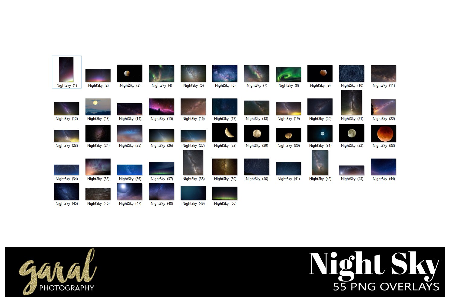 50 Night Sky Digital Overlays (630699) | Nature | Design Bundles
