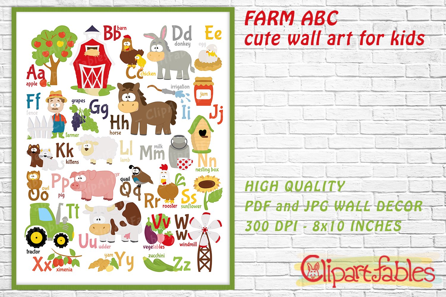 English FARM ABC, Alphabet, Barnyard - Cute wall decor (416641 ...