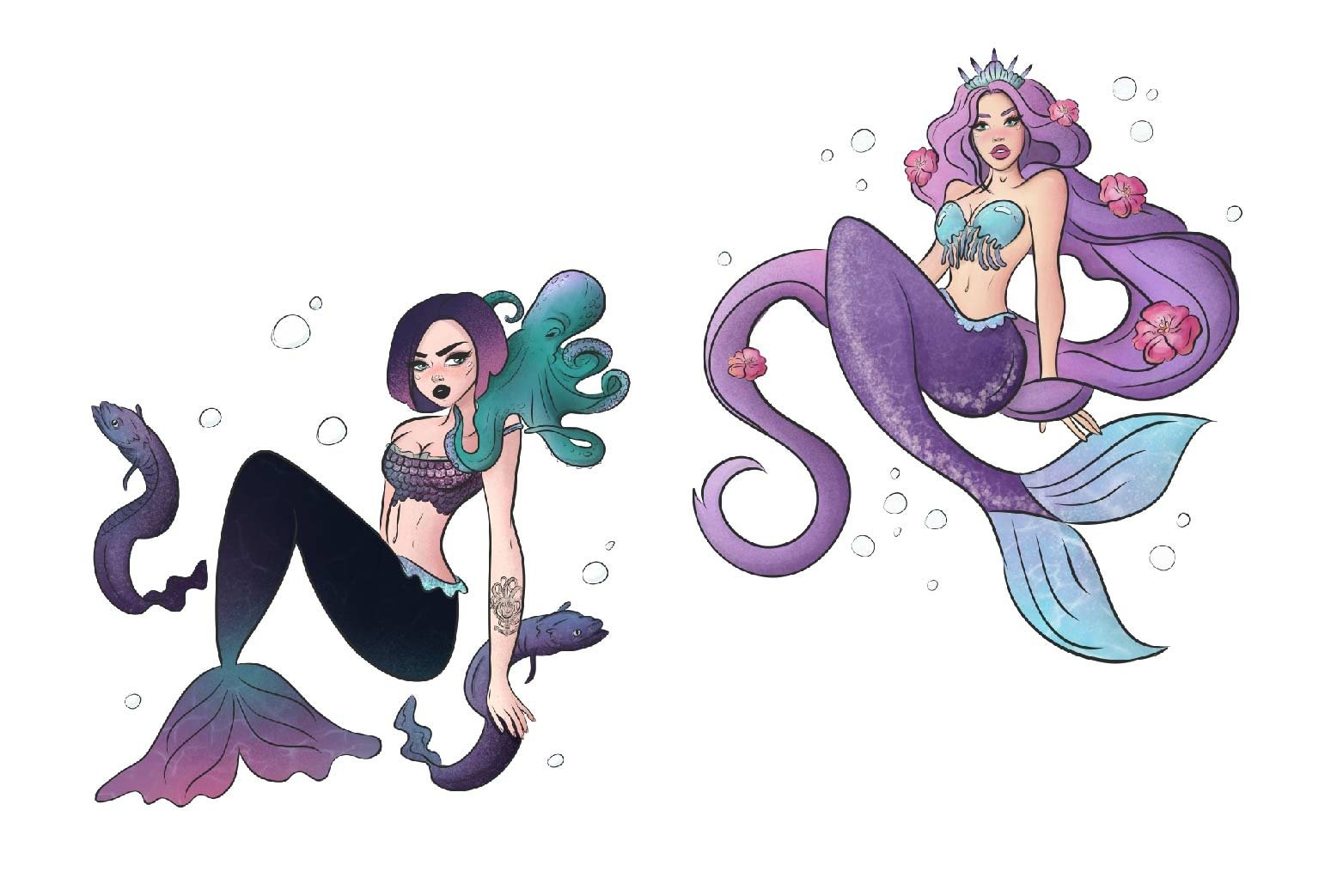 Mermaids Digital Art Bundle Collection (1241772) | Illustrations ...